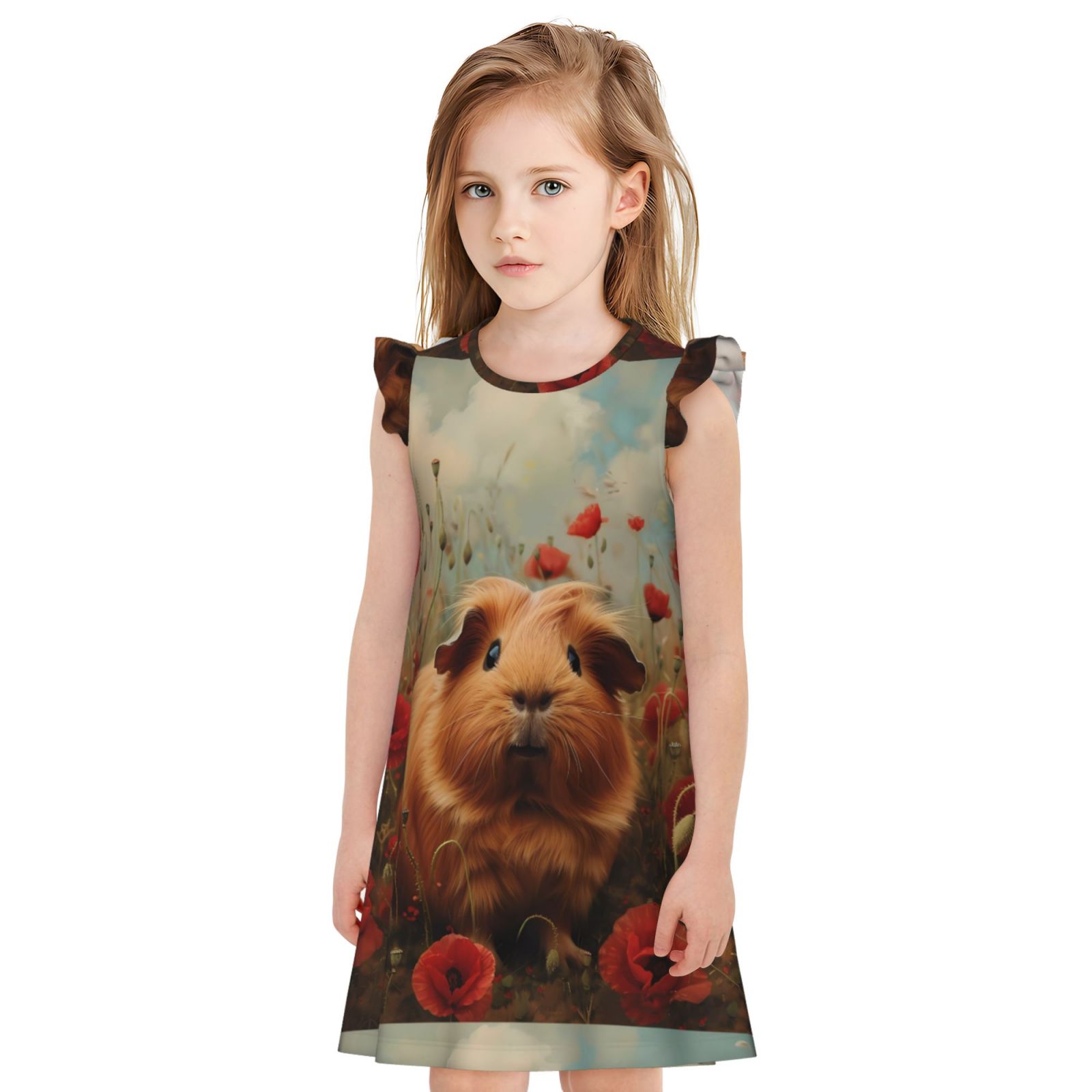 Lsque Rose Cute Guinea Pig Printed Girls' Nightgown, Soft & Cute ...
