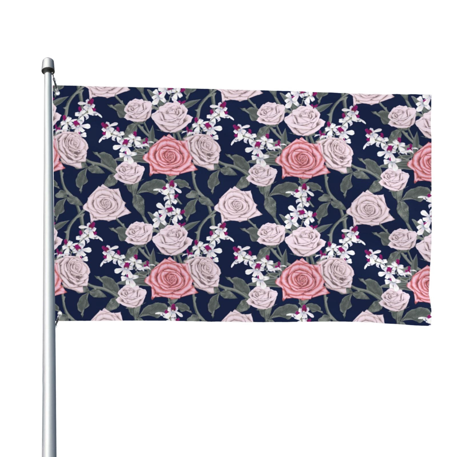Lsque Rose Flowers Pattern Flag,Rose Flowers Printed Garden Flag 48 x ...