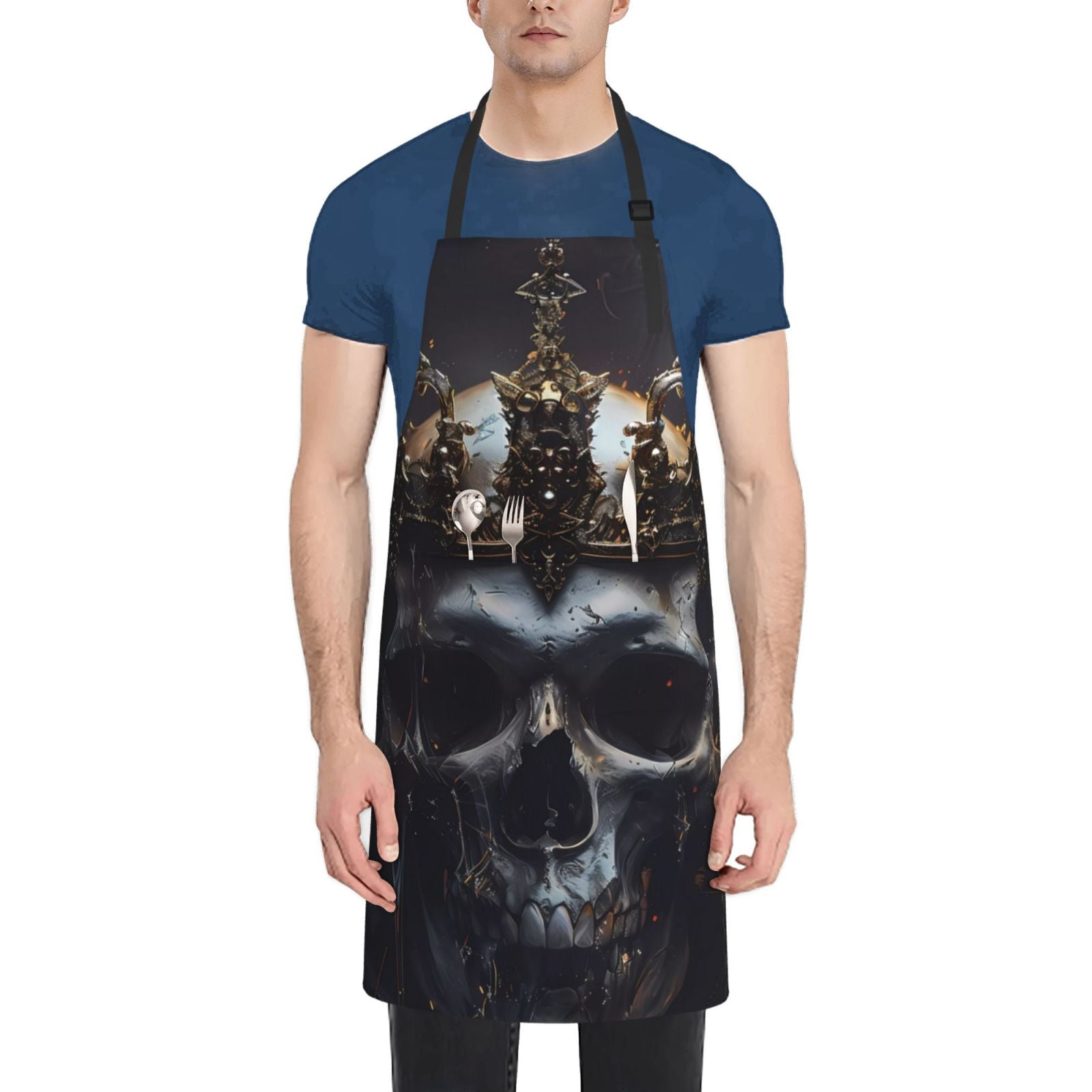 Lsque Royal Skull With Golden Crown Waterproof Apron Chef Aprons for ...