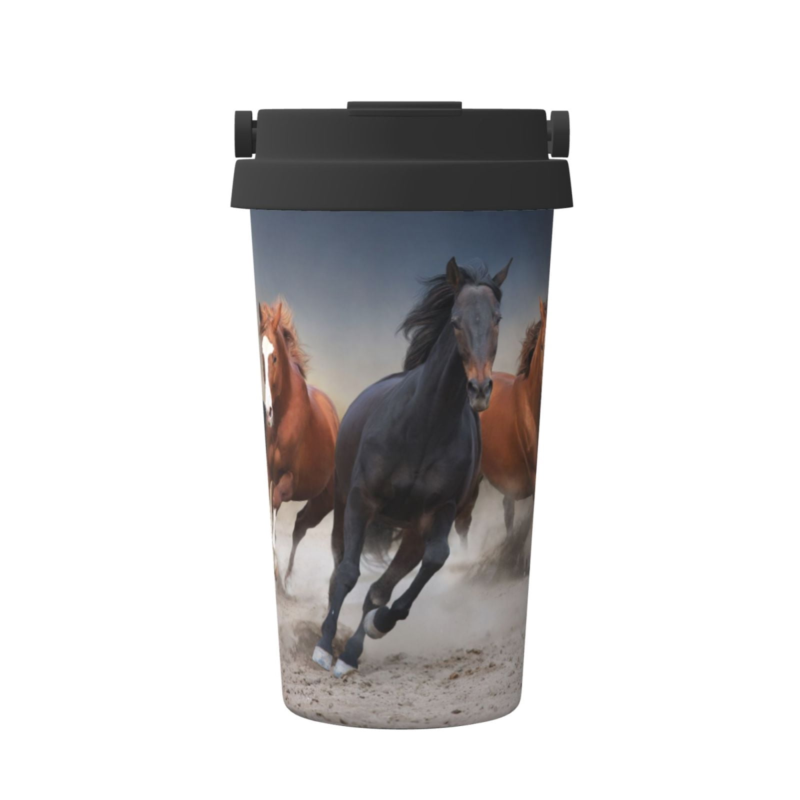 Lsque Running Horses Pattern Travel Coffee Mug 16oz: Insulated Coffee ...