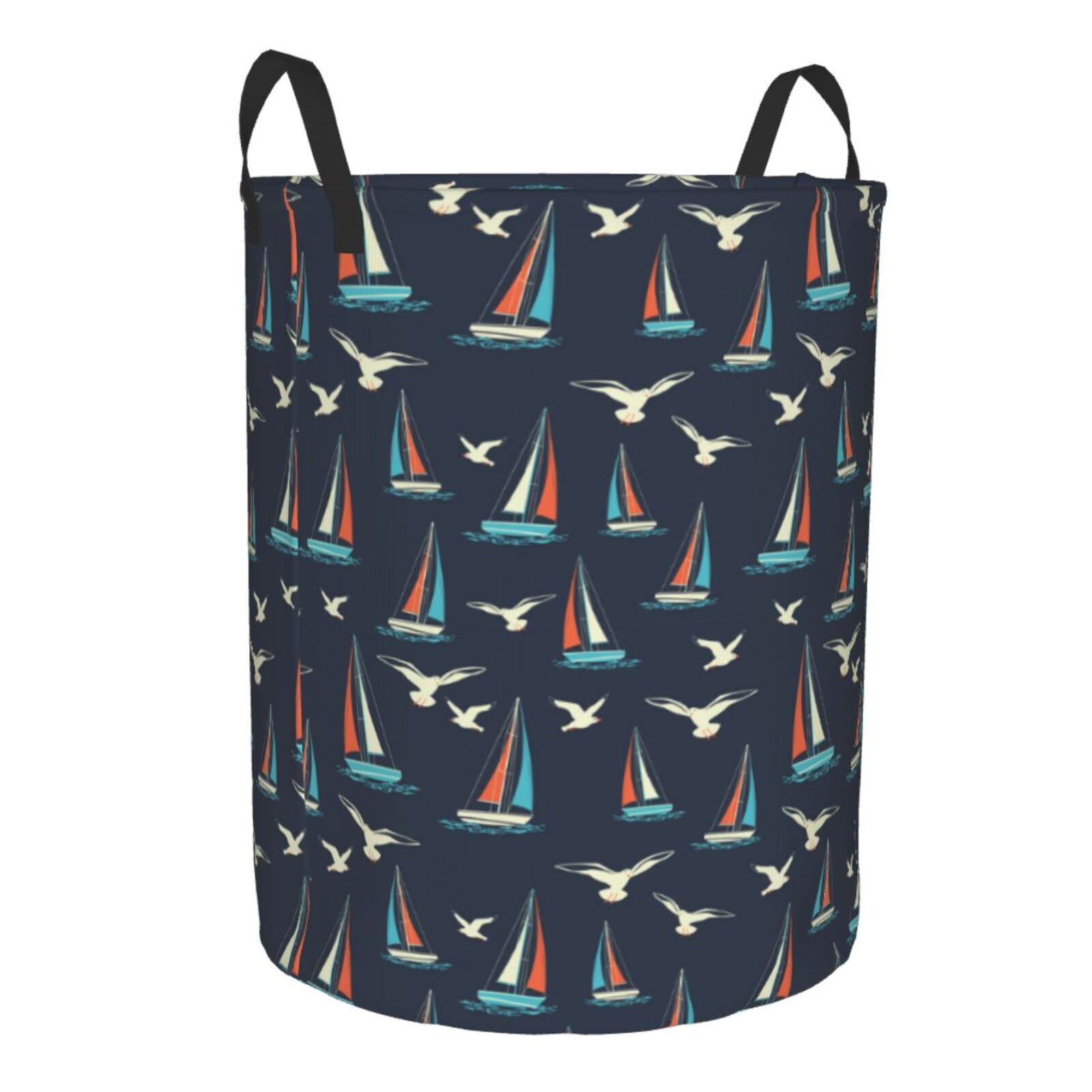 Lsque Sailboat And Seagull pattern Laundry Hamper Basket, Tall Woven ...