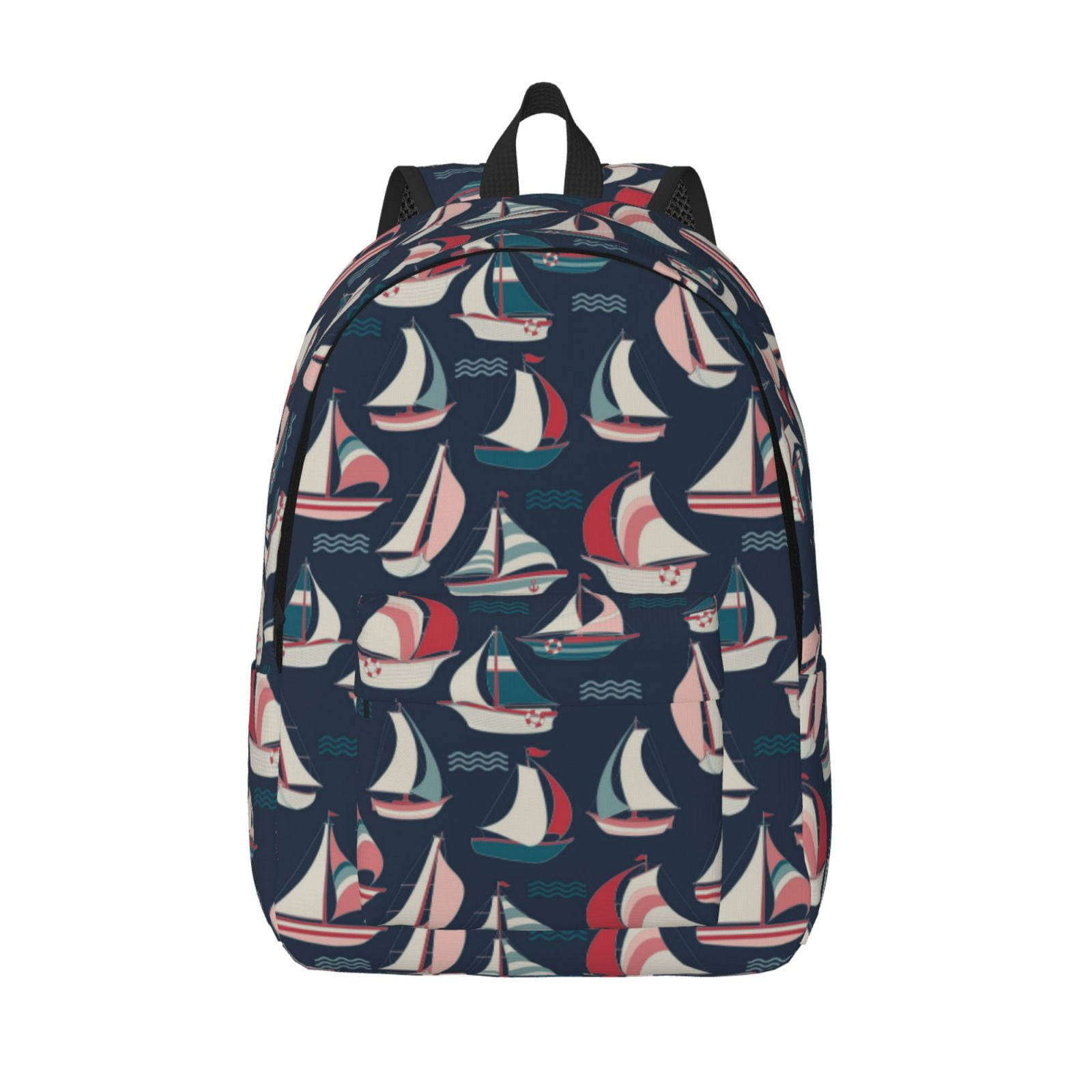 Lsque Sailboat And Wave Pattern Canvas Daypack, Durable Backpack, High ...