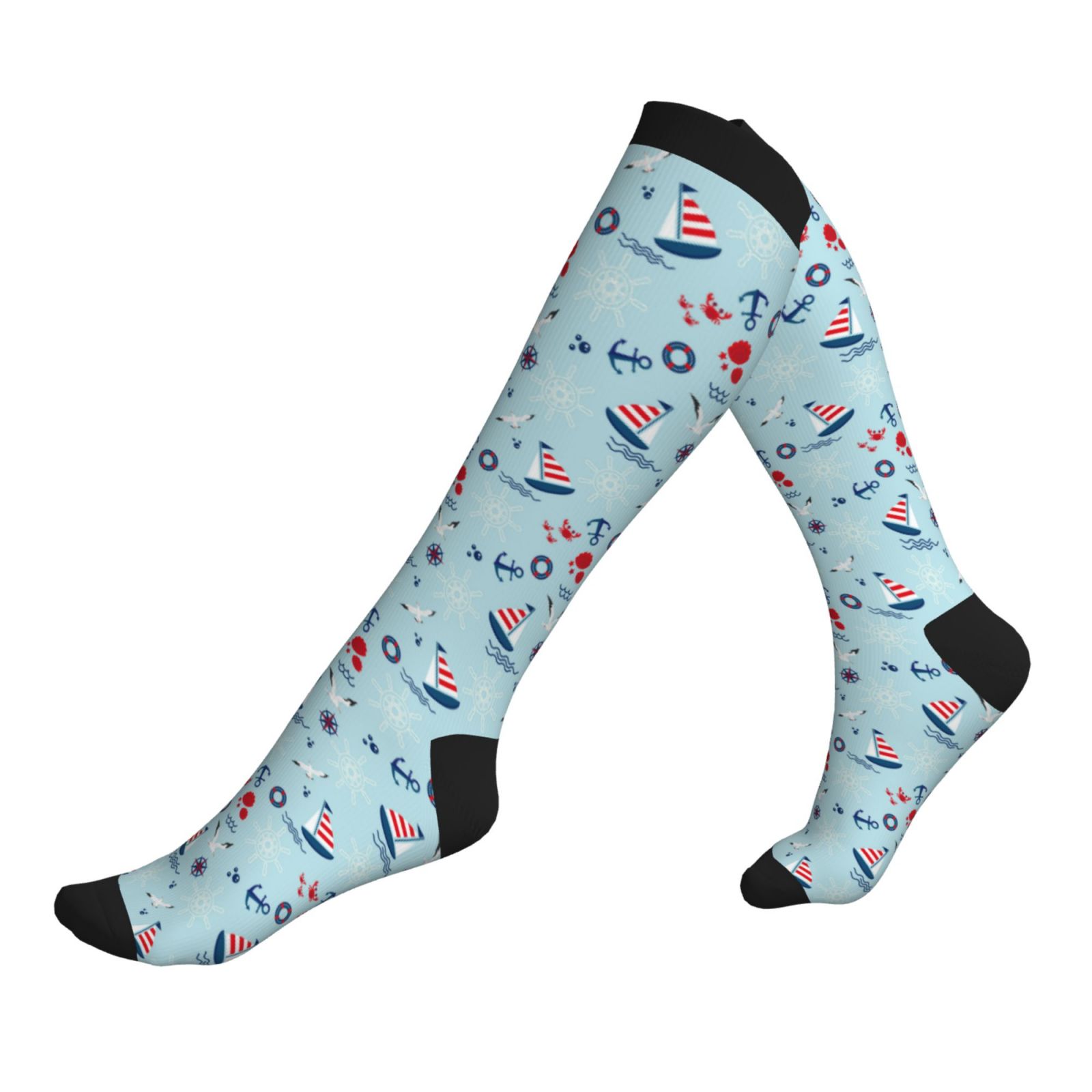 Lsque Sailboats Anchors Pattern Sport Compression Socks for Men & Women ...