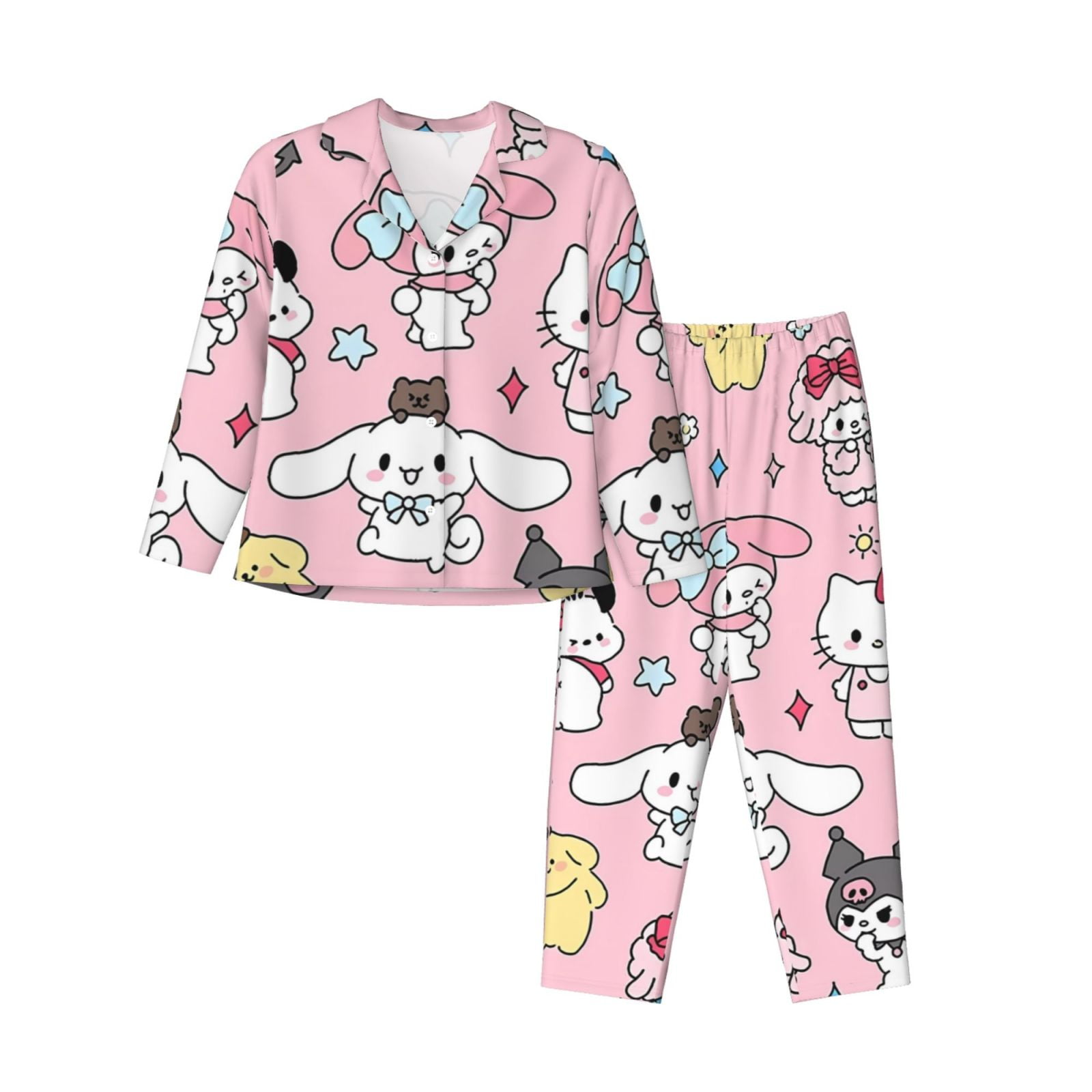 Lsque Sanrio Pattern Long Sleeve Pajama Set for Women - Soft 2-Piece ...