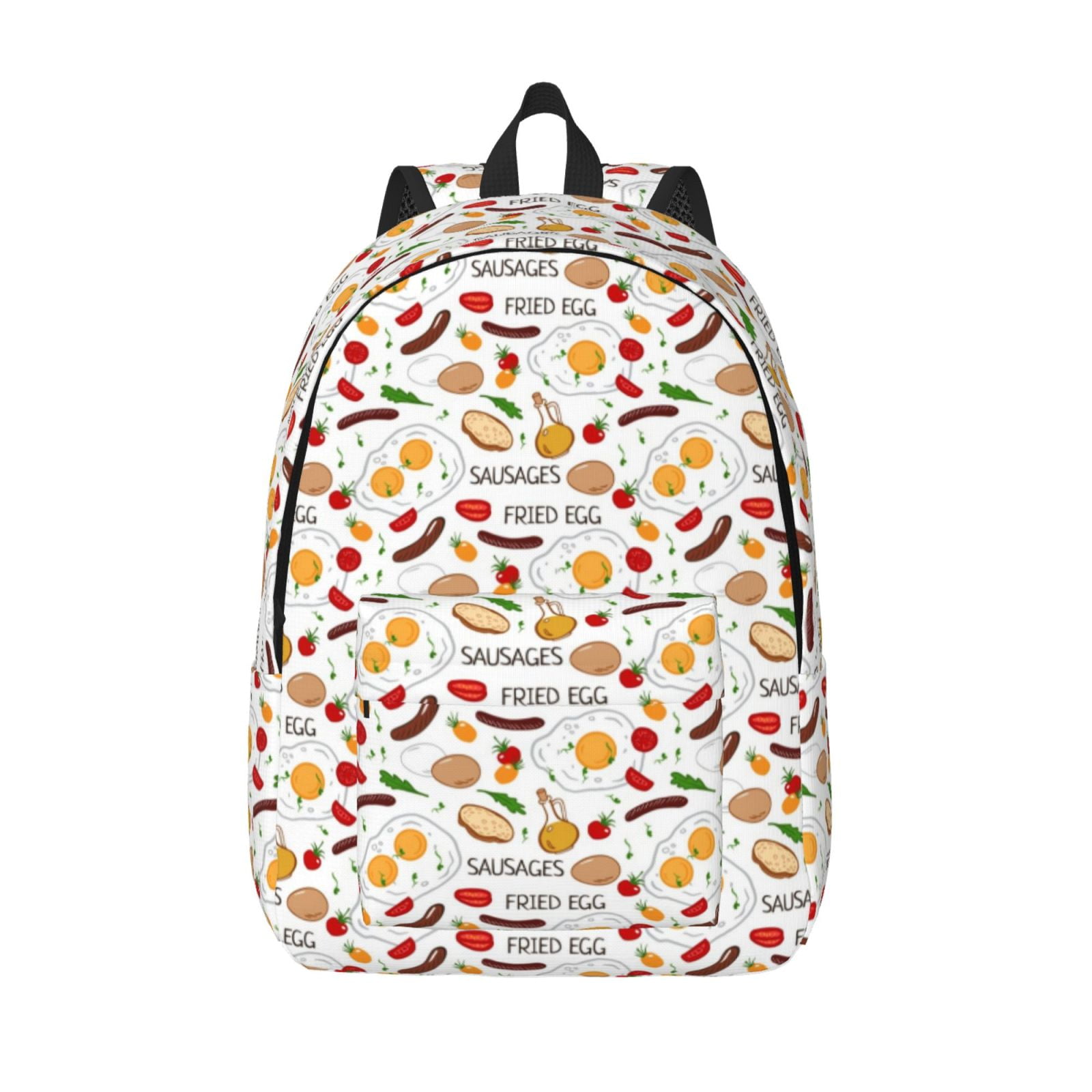 Lsque Sausage Tomato Toast Pattern Canvas Daypack, Durable Backpack ...