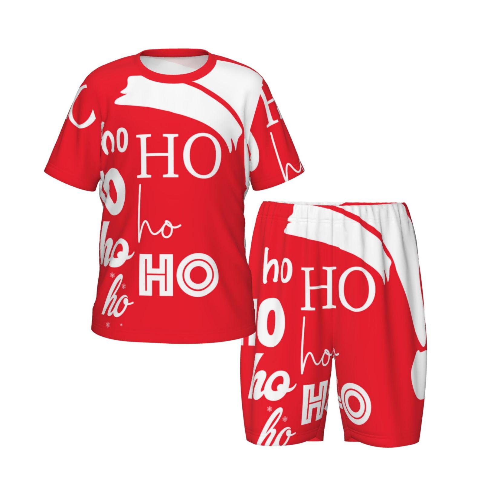Lsque Saying Ho Ho Ho Pattern Girls' Sleeve Top and Shorts Snug Fit ...