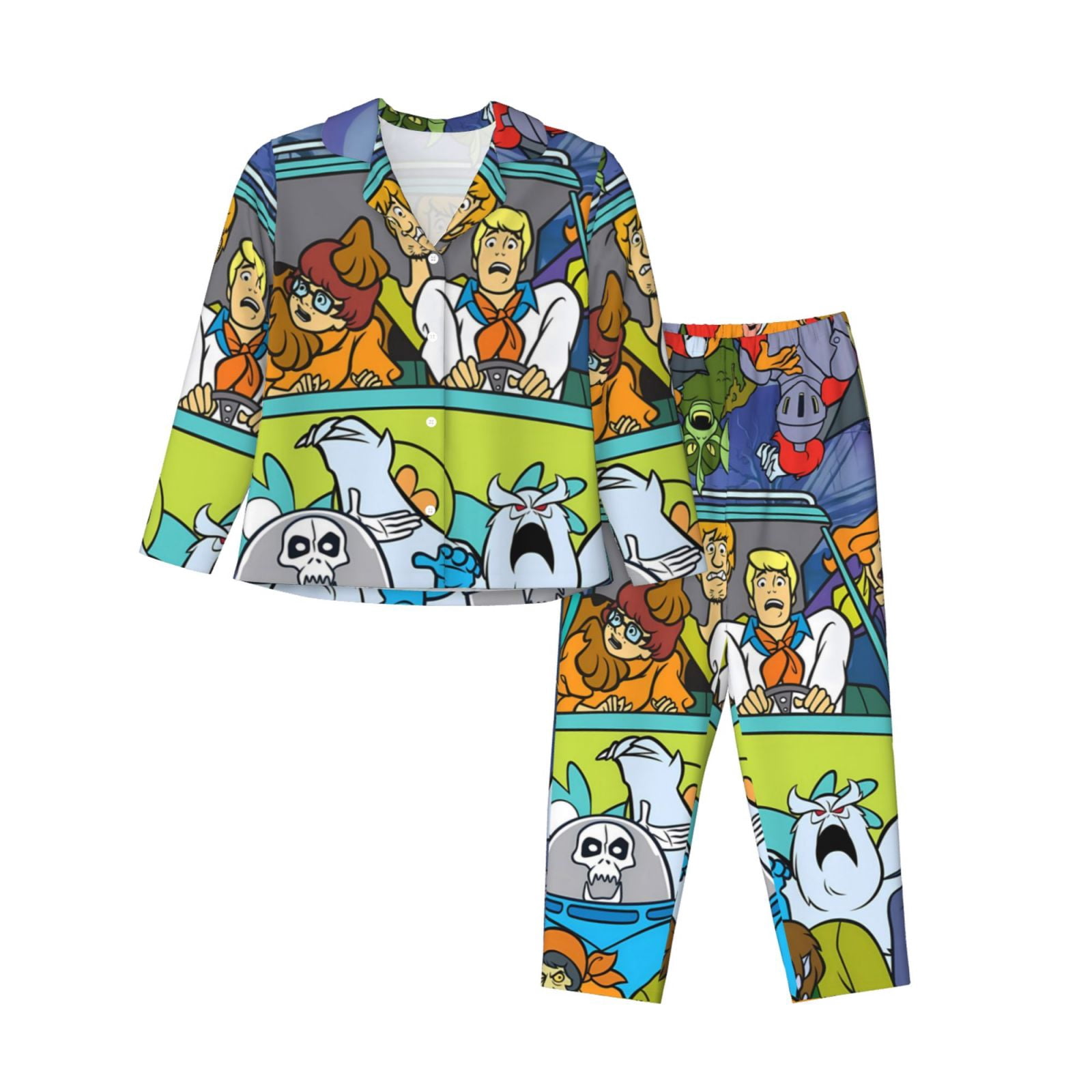 Lsque Scooby-Doo Pattern Long Sleeve Pajama Set for Women - Soft 2 ...
