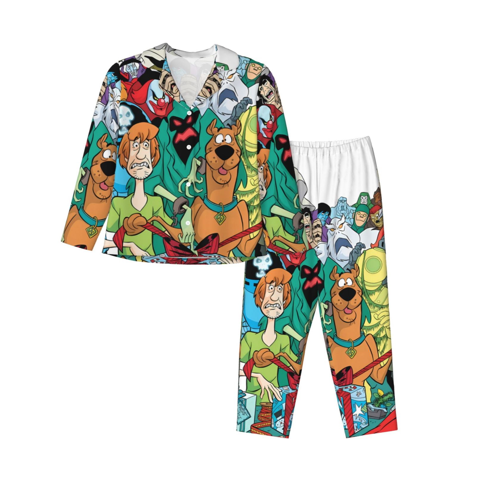 Lsque Scooby-Doo Pattern Long Sleeve Pajama Set for Women - Soft 2 ...
