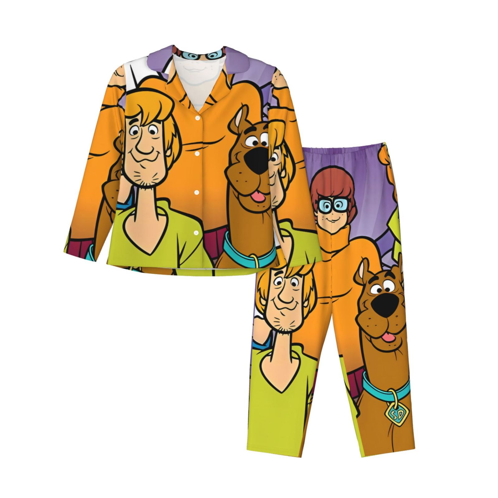 Lsque Scooby-Doo Pattern Long Sleeve Pajama Set for Women - Soft 2 ...