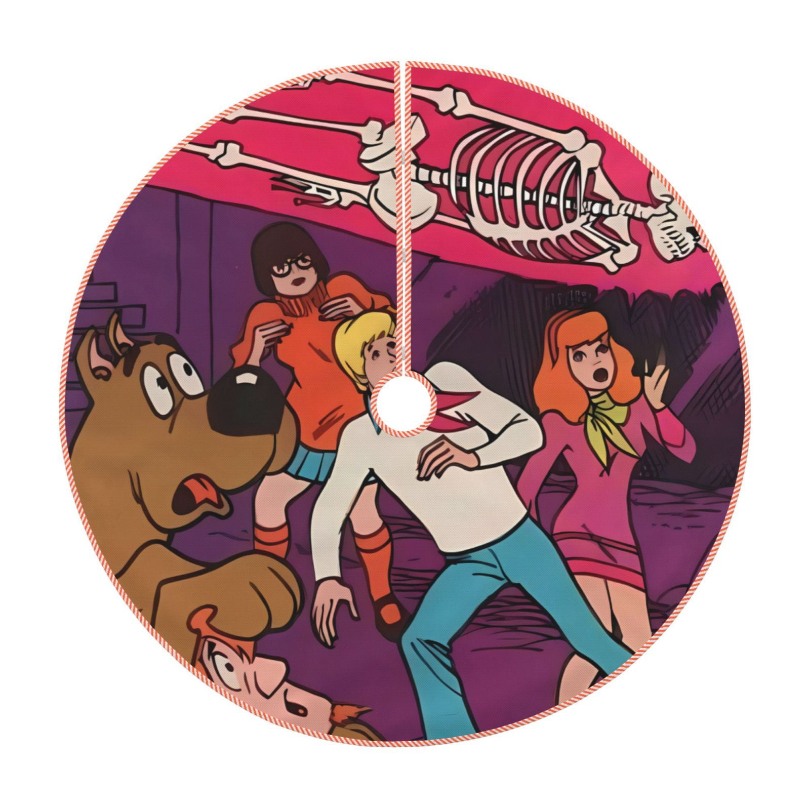 Lsque Scooby-Doo Print Christmas Tree Skirt with Ties and Velcro,Xmas ...