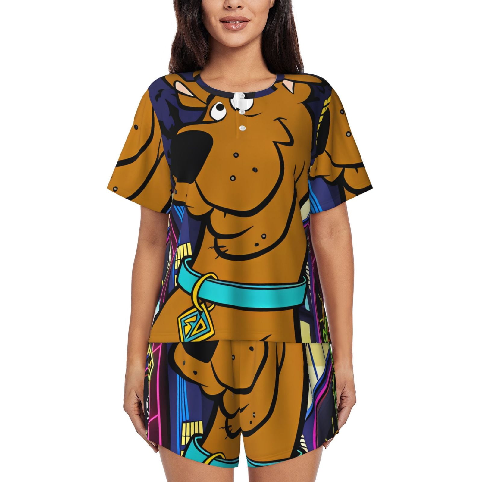 Lsque Scooby-Doo Women's Short-Sleeved Pajama Set - 2 Piece Soft and ...