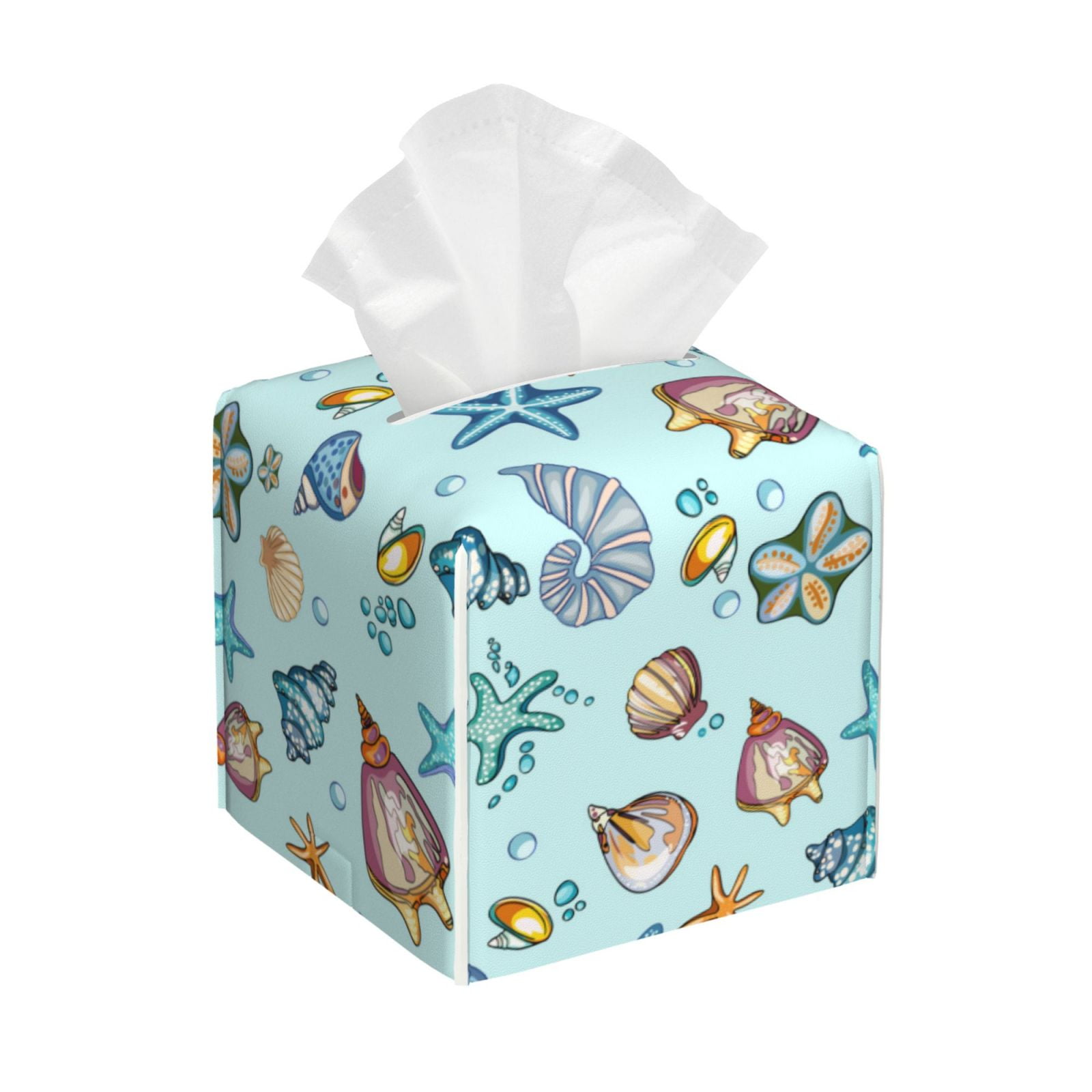 Lsque Sea Shells 2 Printed Tissue Box Cover Holder, Facial Paper ...