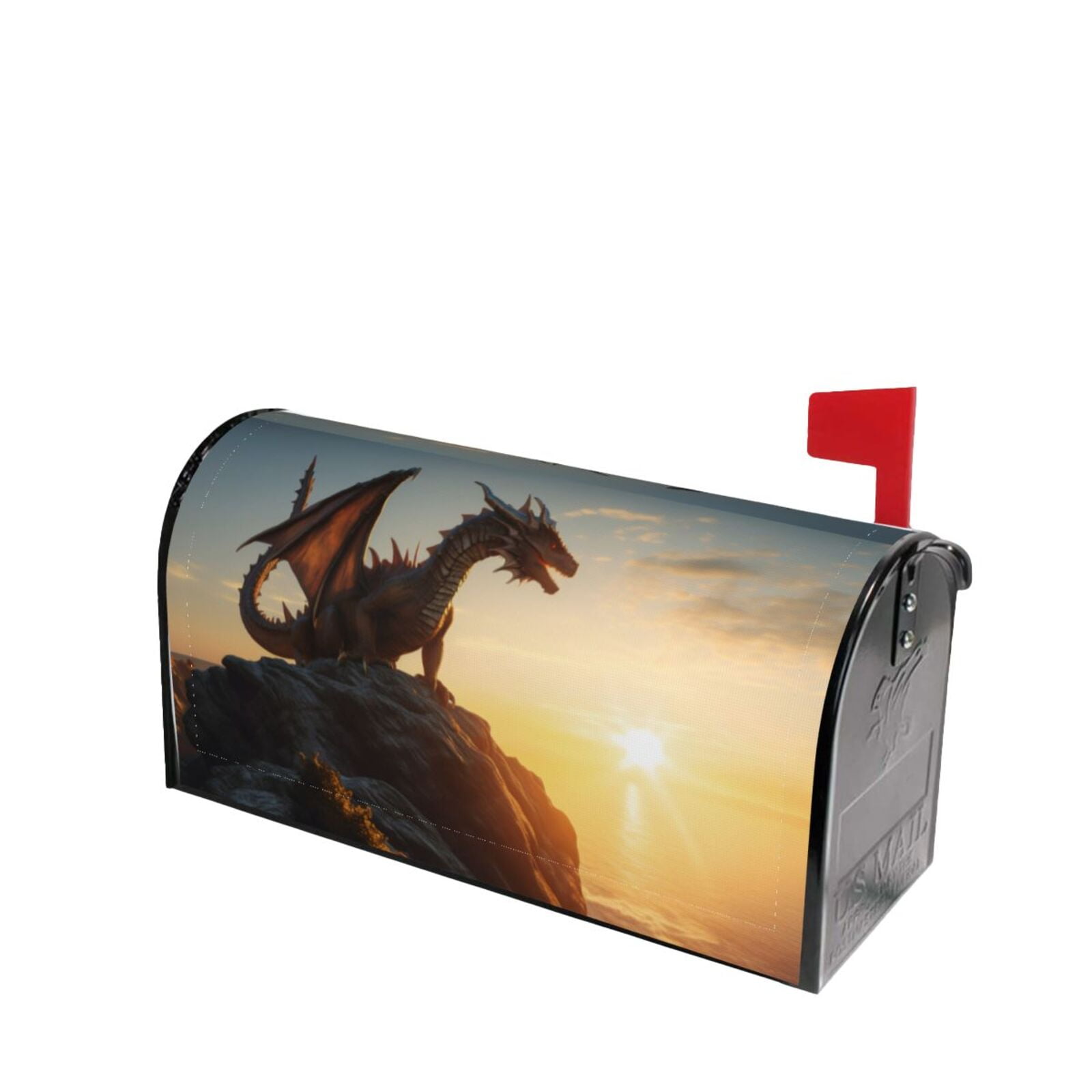 Lsque Seaside Sunset Cool Dragon Mailbox Cover Standard Size ,Magnetic ...