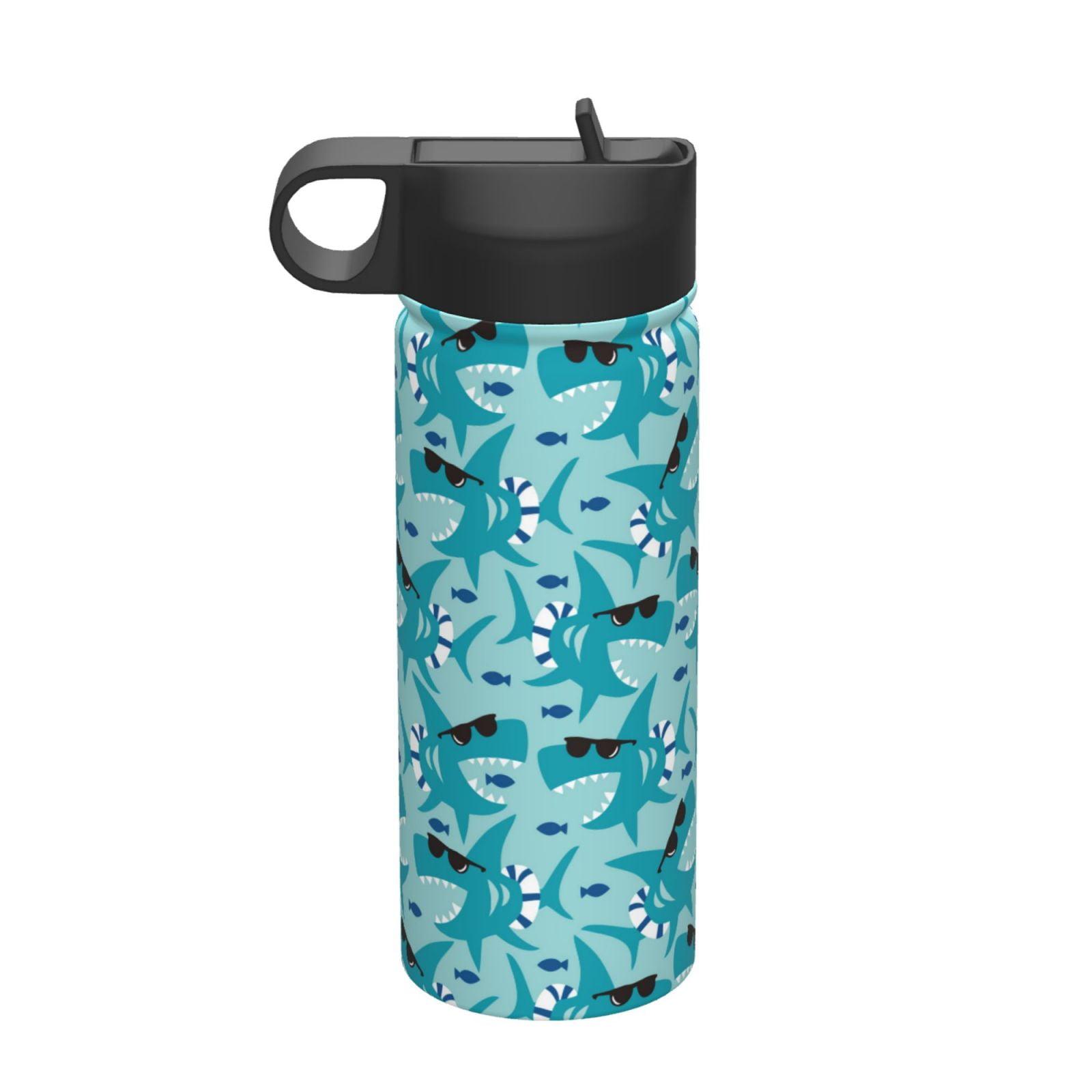 Lsque Shark Wearing Sunglasses Pattern 18oz Sports Insulated Kettle ...