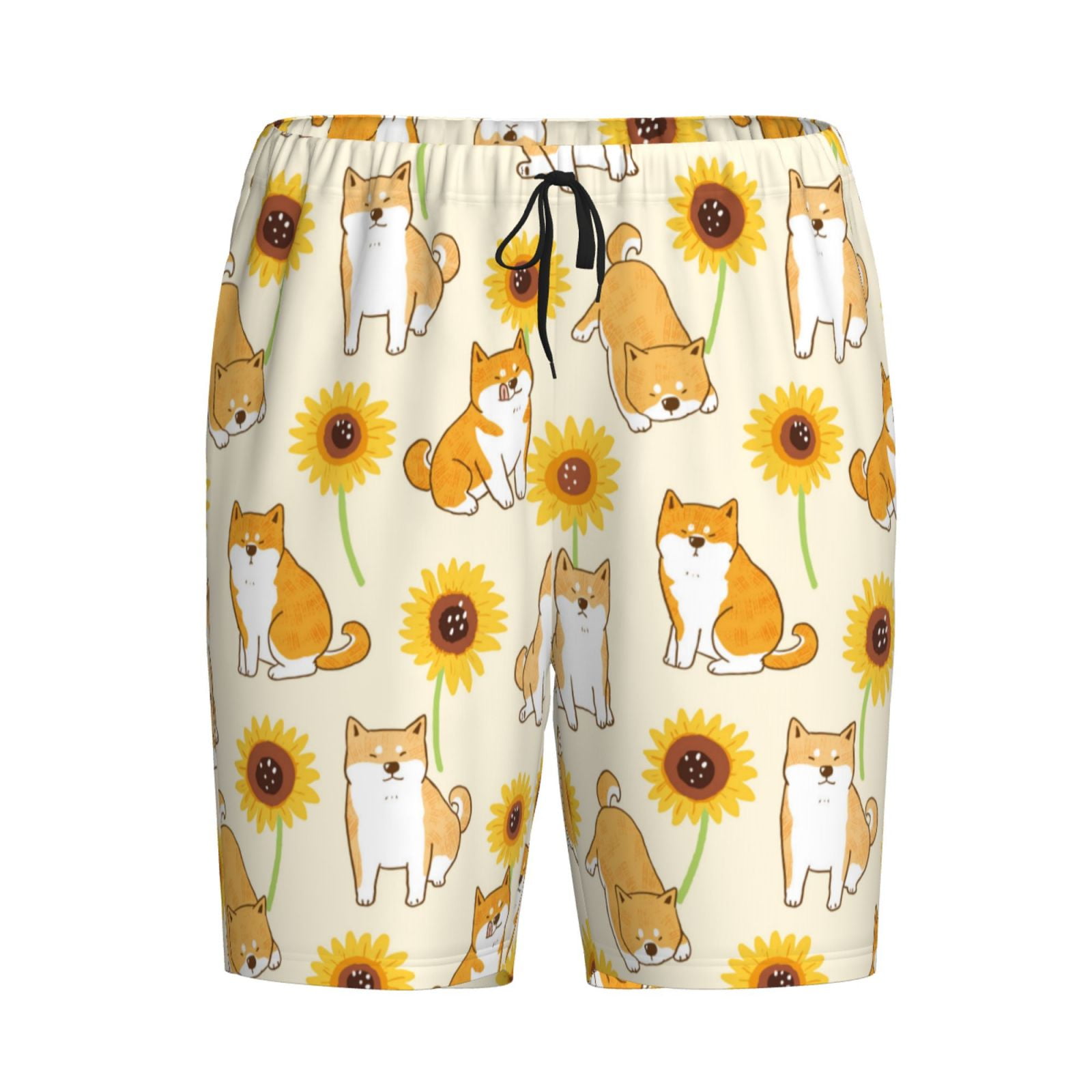 Lsque Shiba Inu Dog and Sunflower Mens Sleep Pajama Shorts,Short Pajama ...