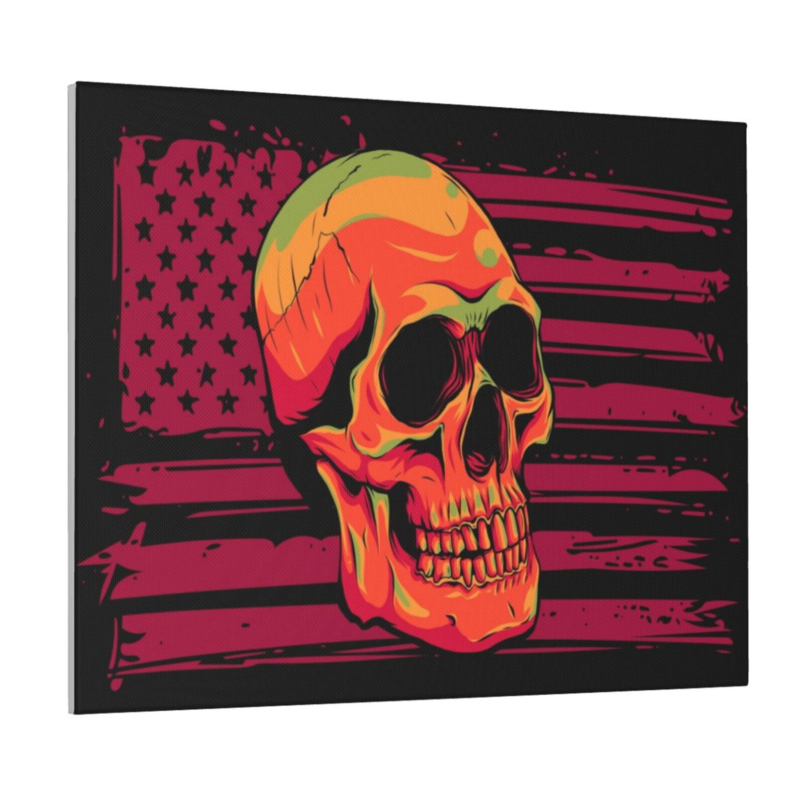 Lsque Skull And Flag Usa Print Wall Art – Decorative Picture for Living ...