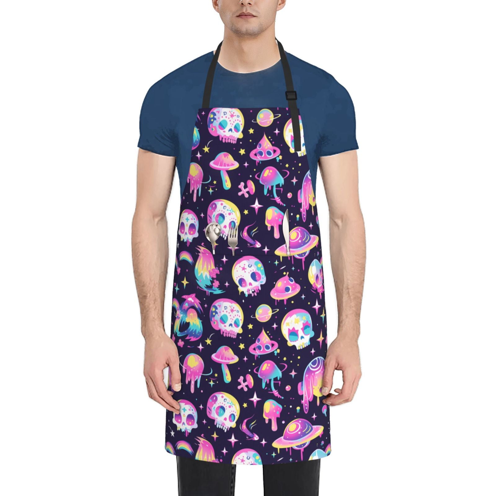 Lsque Skull mushroom space Waterproof Apron Chef Aprons for Men Heavy ...