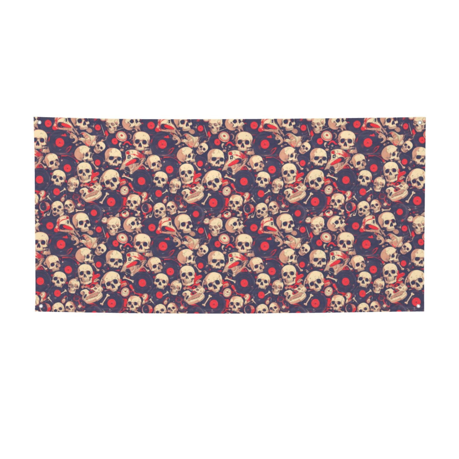 Lsque Skull rock music record Pattern Party Banner, Festive Banner ...