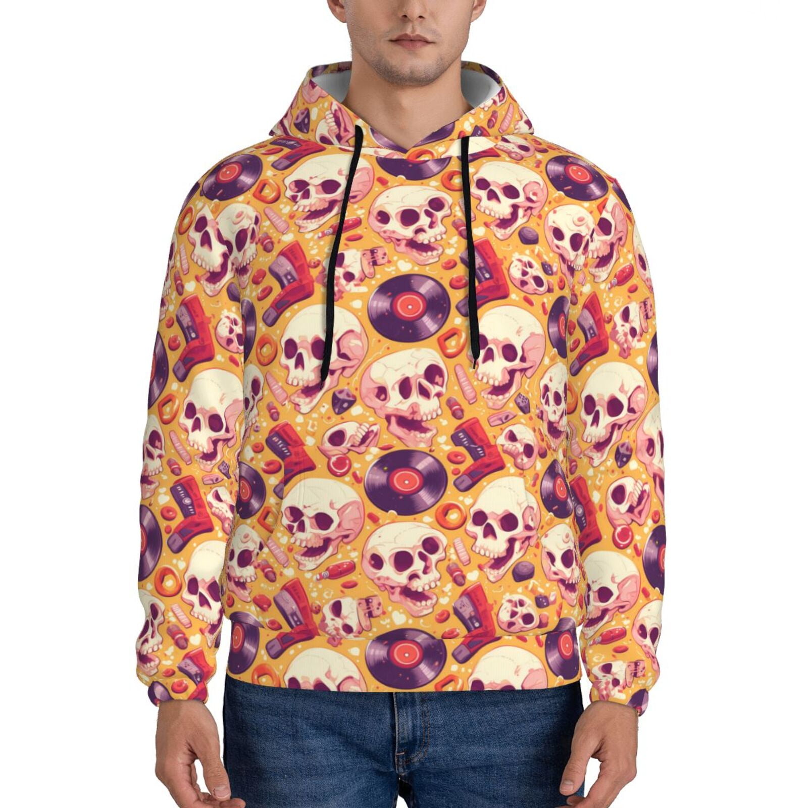 Lsque Skull rock record Pattern Casual Men's Hoodie,Hooded Sweatshirt ...