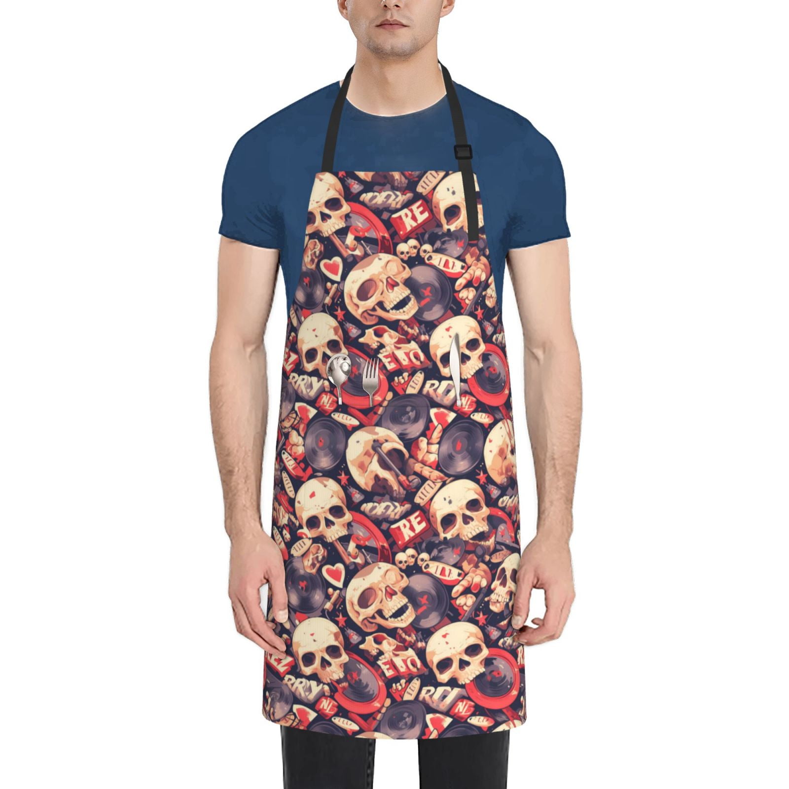 Lsque Skull rock record artist Waterproof Apron Chef Aprons for Men ...