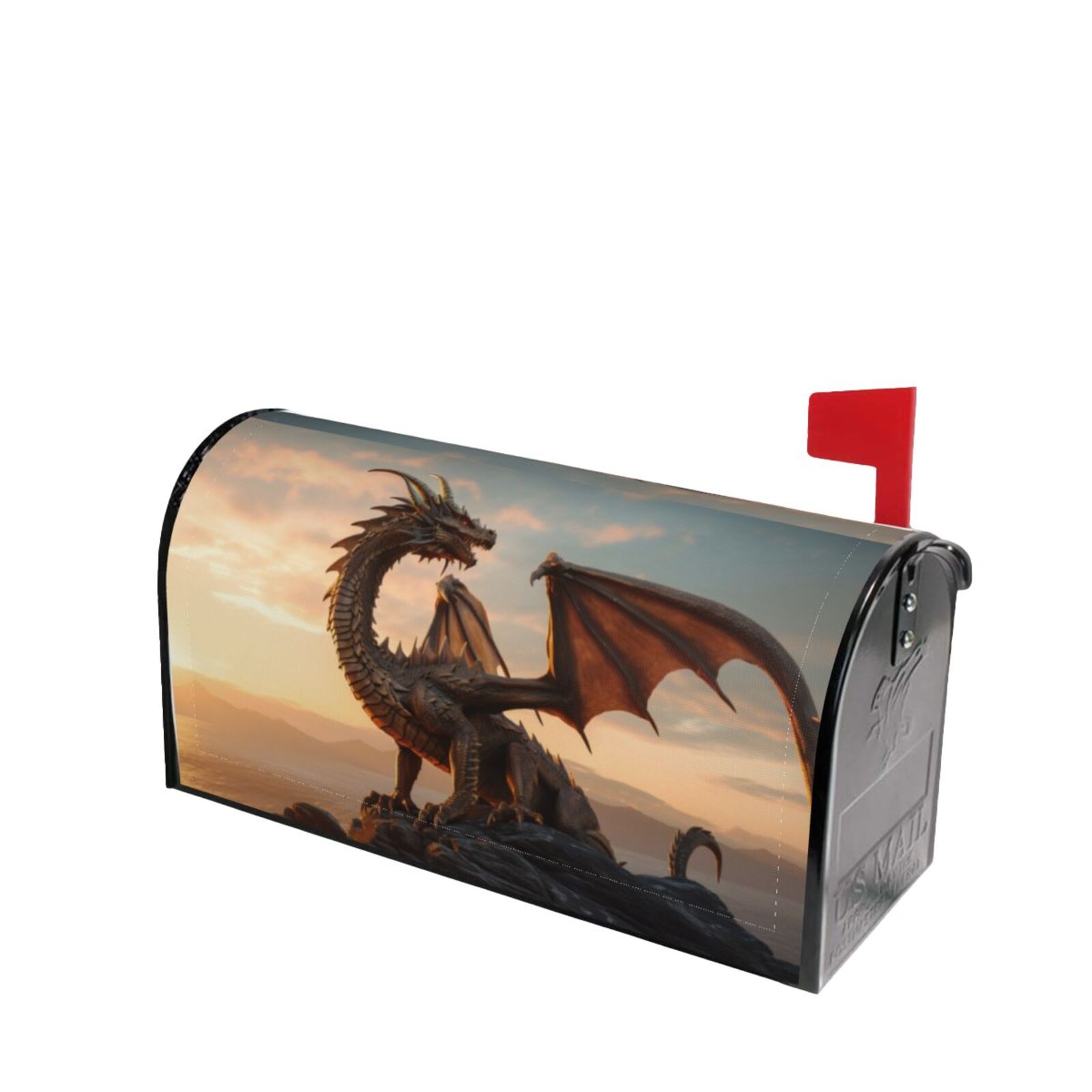 Lsque Sky Sunset Bronze Dragon Mailbox Cover Standard Size ,Magnetic ...