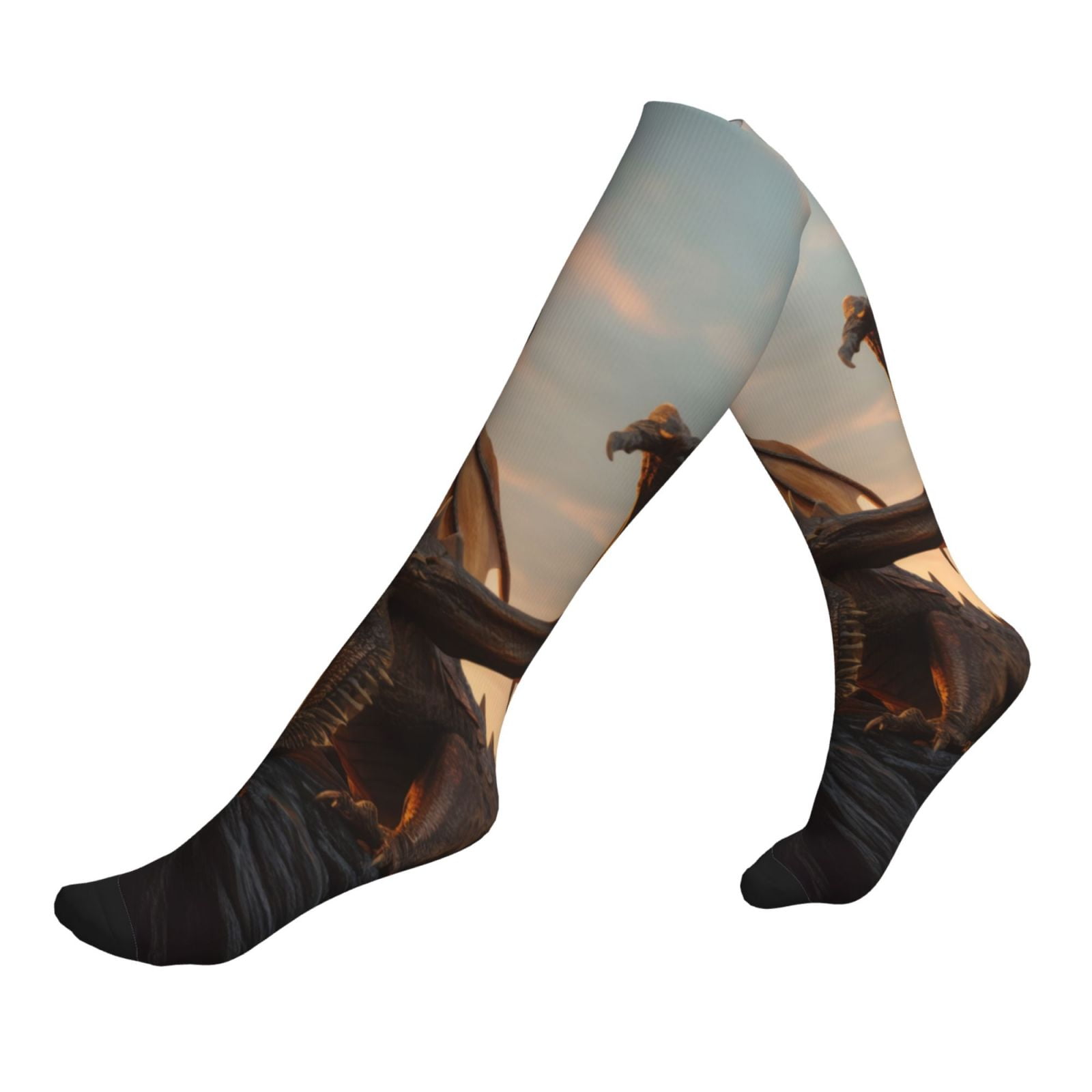 Lsque Sky Sunset Bronze Dragon Pattern Sport Compression Socks for Men ...