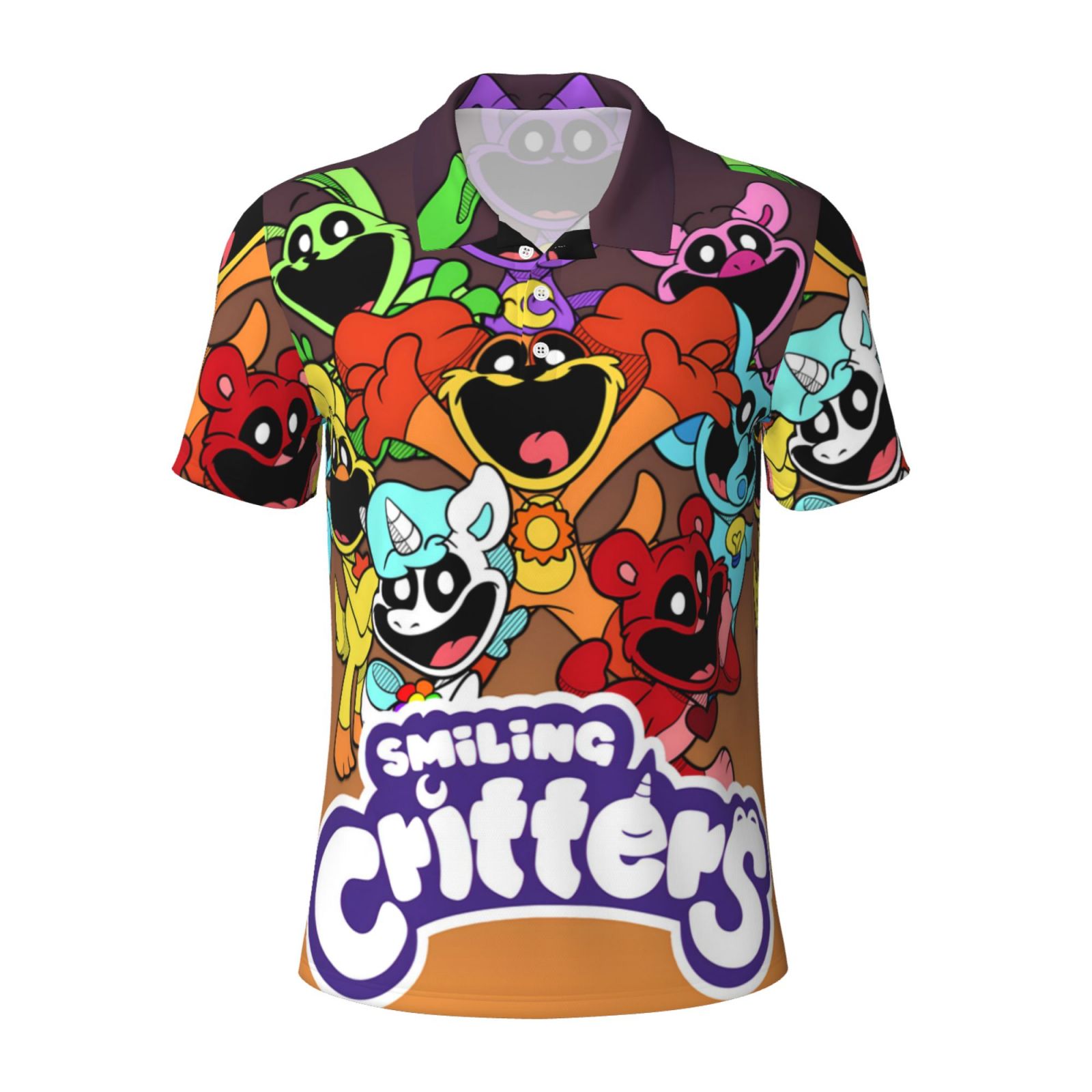 Lsque Smiling Critters Pattern Golf Shirts for Men Dry Fit Print ...