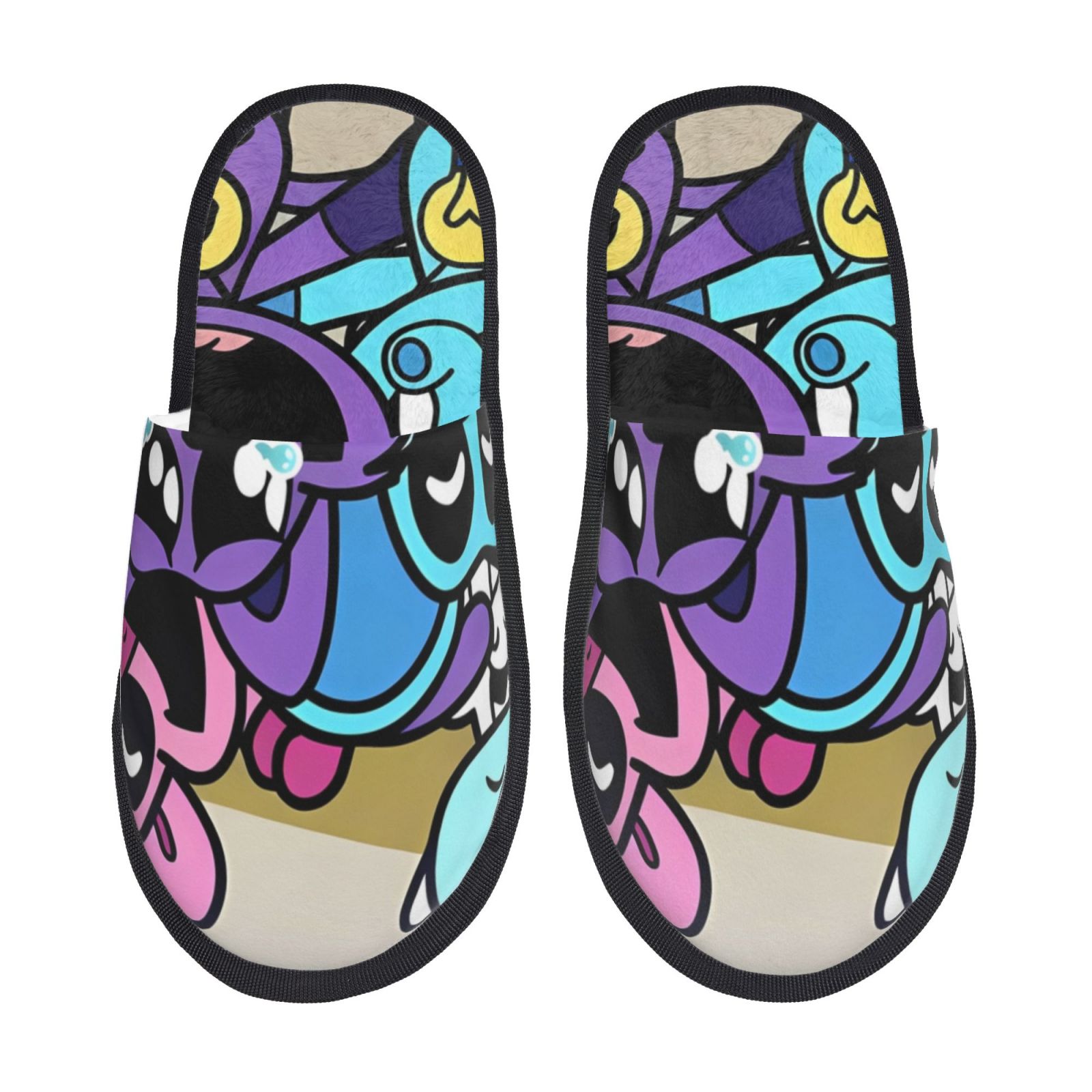 Lsque Smiling Critters Print Fuzzy Slippers Fuzzy Soft House Slippers ...