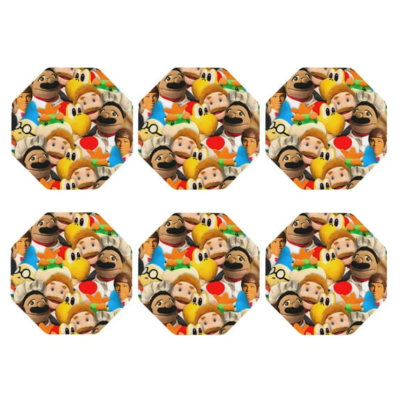 Lsque Sml Jeffy Pattern 4" Drink Coasters Set of 6, Leather Absorbent ...