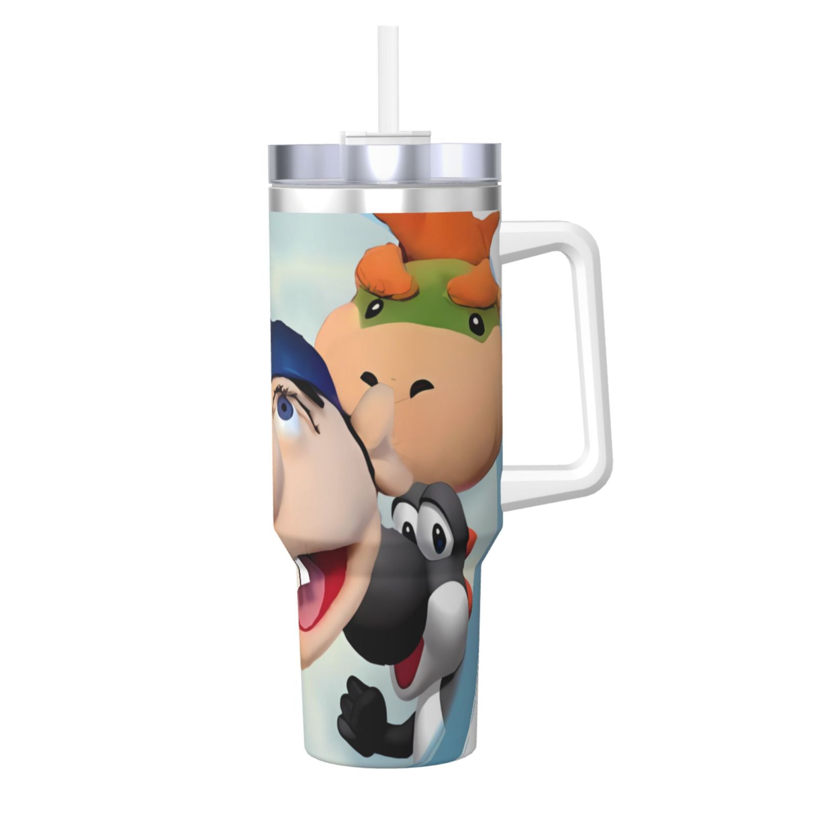 Lsque Sml Jeffy Pattern 40 OZ Ice Bully Cup with Handle and Straw ...