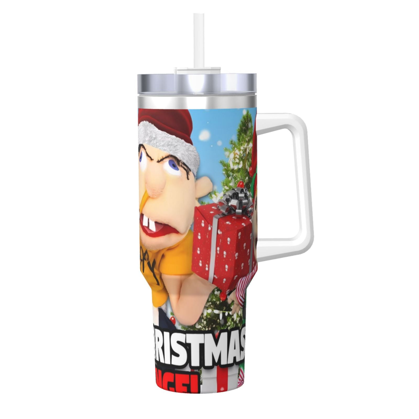Lsque Sml Jeffy Pattern 40 OZ Ice Bully Cup with Handle and Straw ...