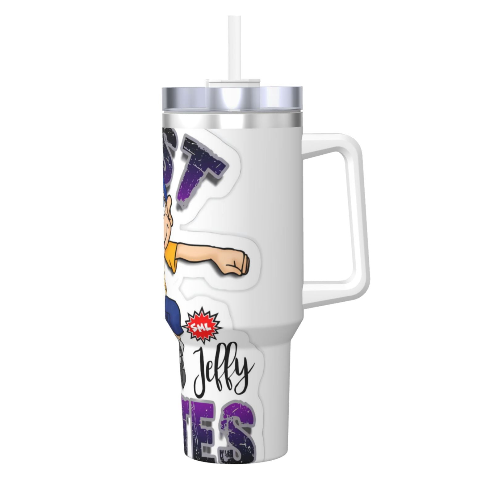 Lsque Sml Jeffy Pattern 40 OZ Ice Bully Cup with Handle and Straw ...