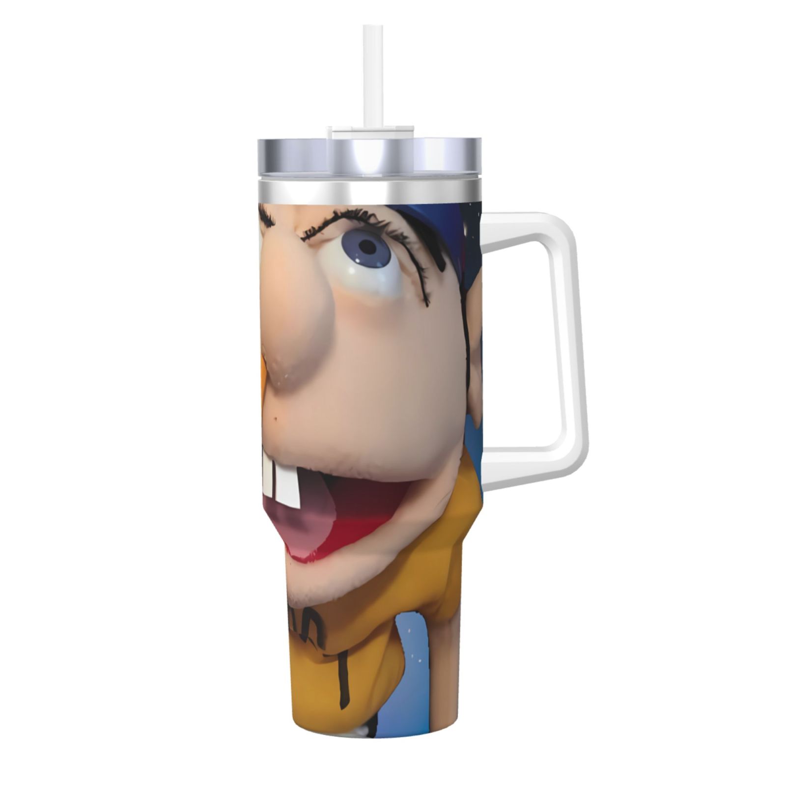 Lsque Sml Jeffy Pattern 40 OZ Ice Bully Cup with Handle and Straw ...