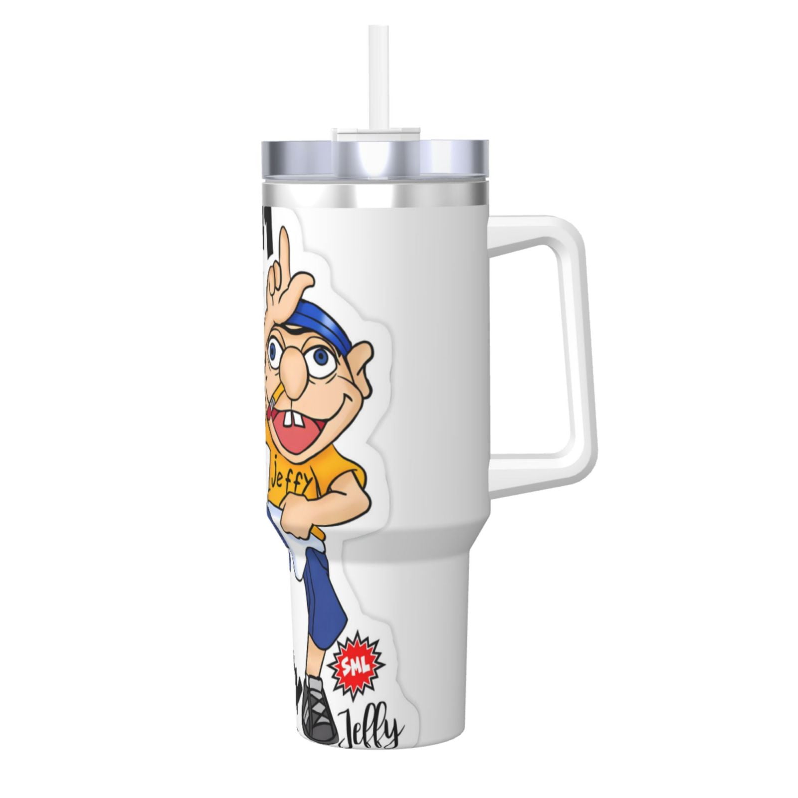 Lsque Sml Jeffy Pattern 40 OZ Ice Bully Cup with Handle and Straw ...