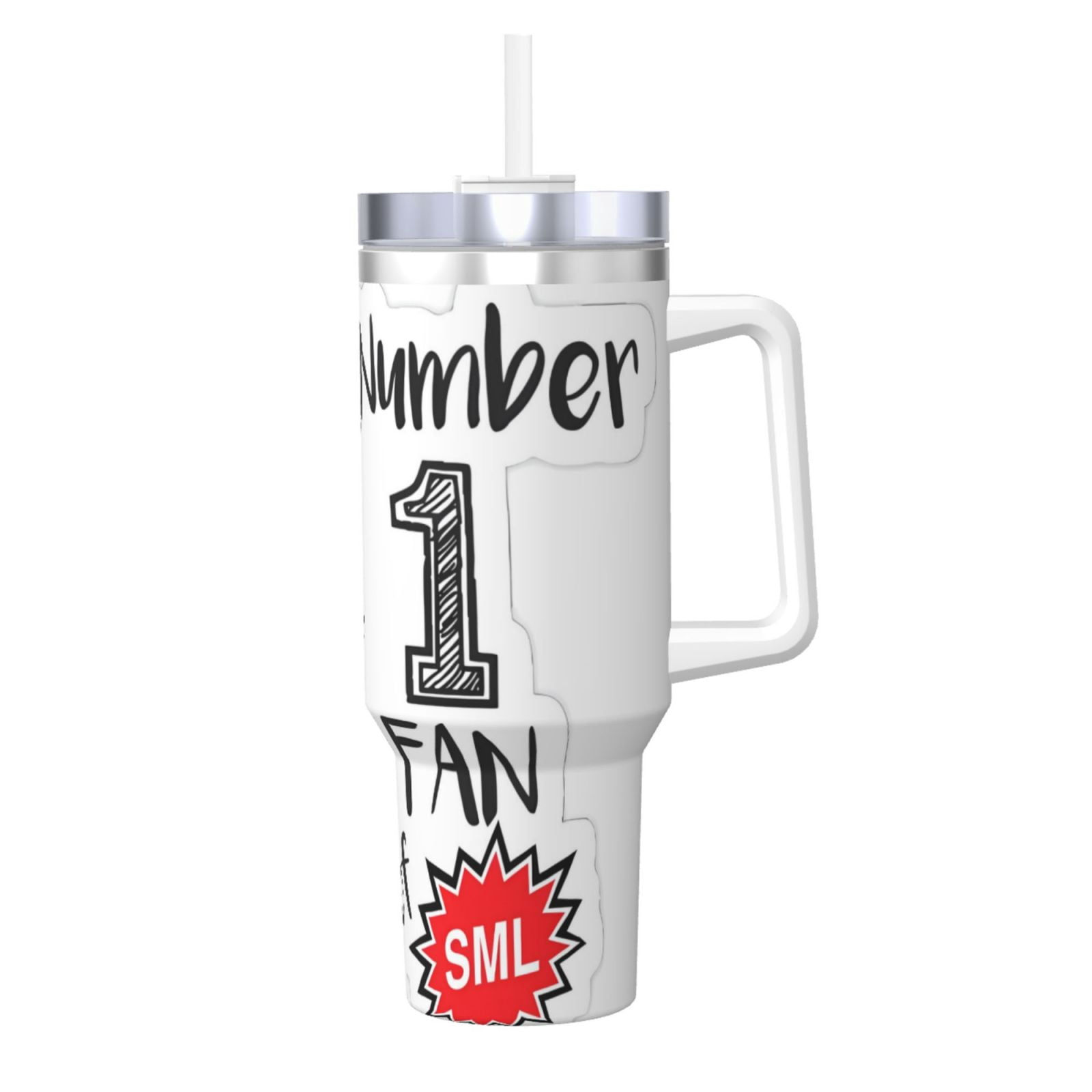Lsque Sml Jeffy Pattern 40 OZ Ice Bully Cup with Handle and Straw ...