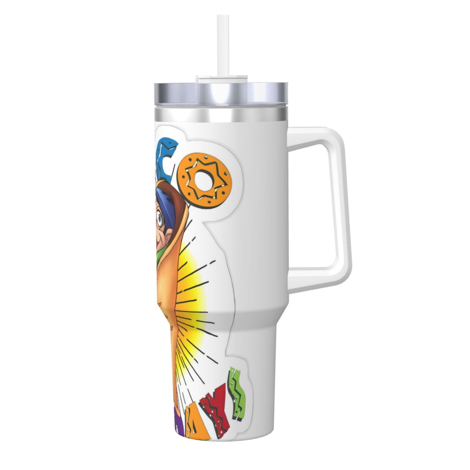Lsque Sml Jeffy Pattern 40 OZ Ice Bully Cup with Handle and Straw ...
