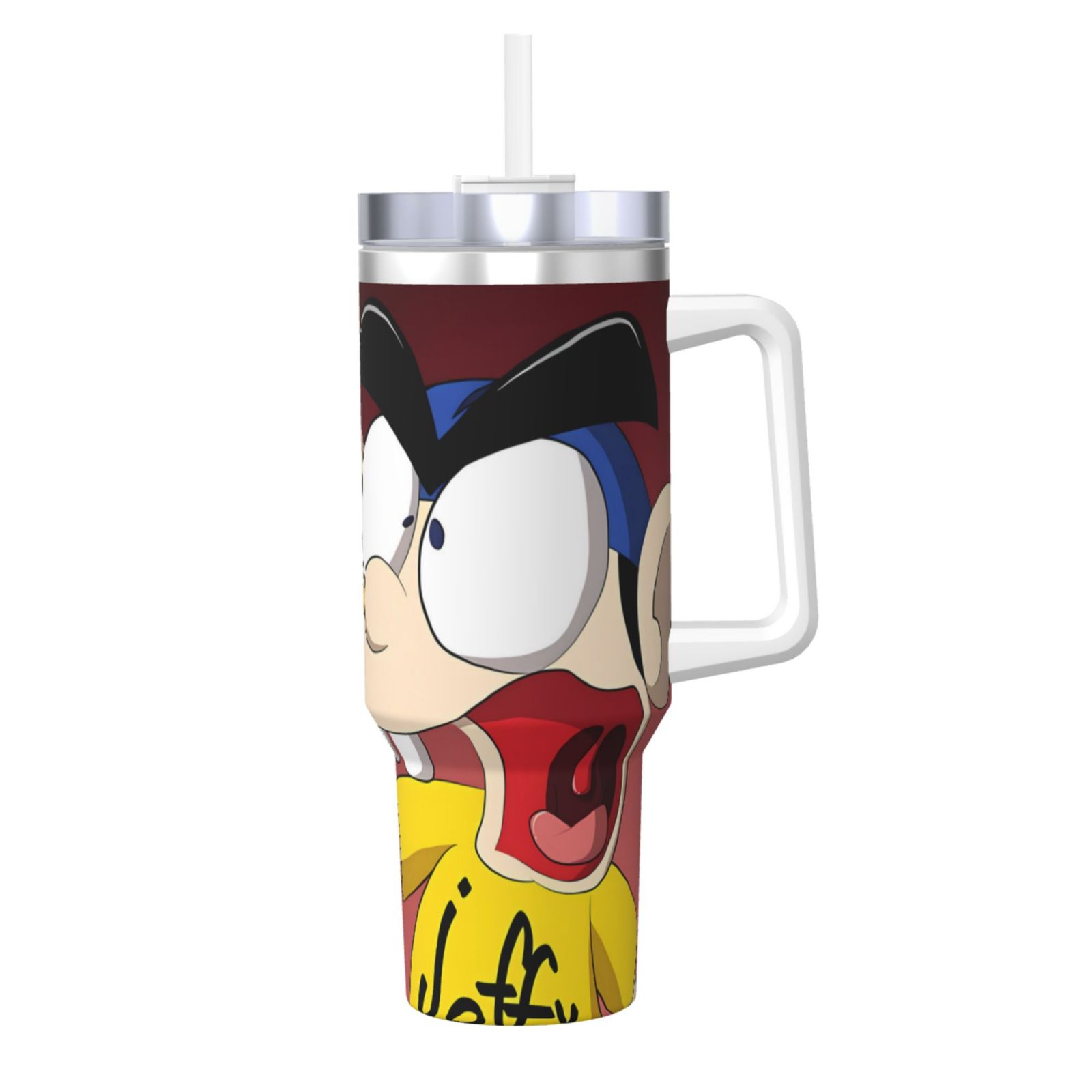 Lsque Sml Jeffy Pattern 40 OZ Ice Bully Cup with Handle and Straw ...