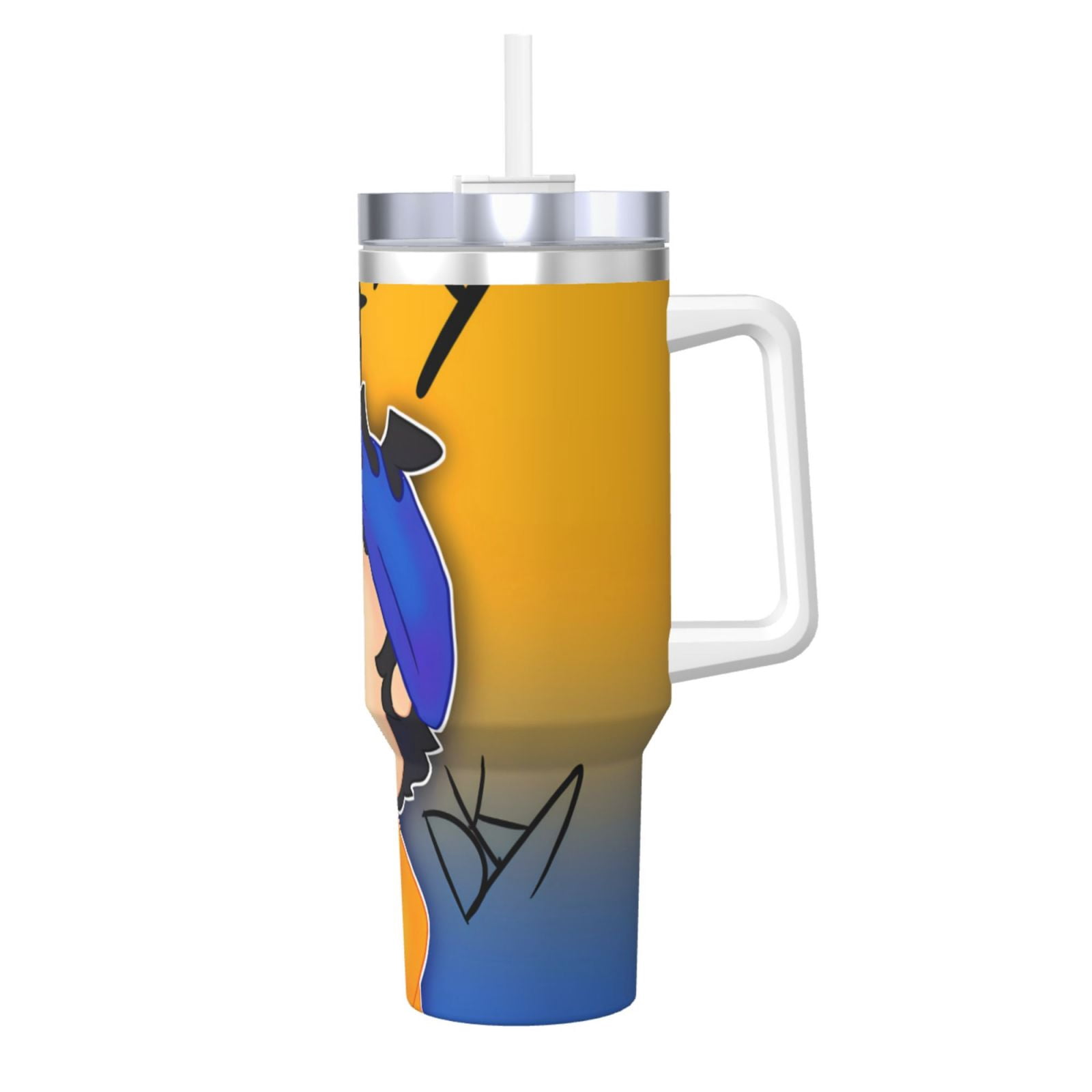 Lsque Sml Jeffy Pattern 40 OZ Ice Bully Cup with Handle and Straw ...