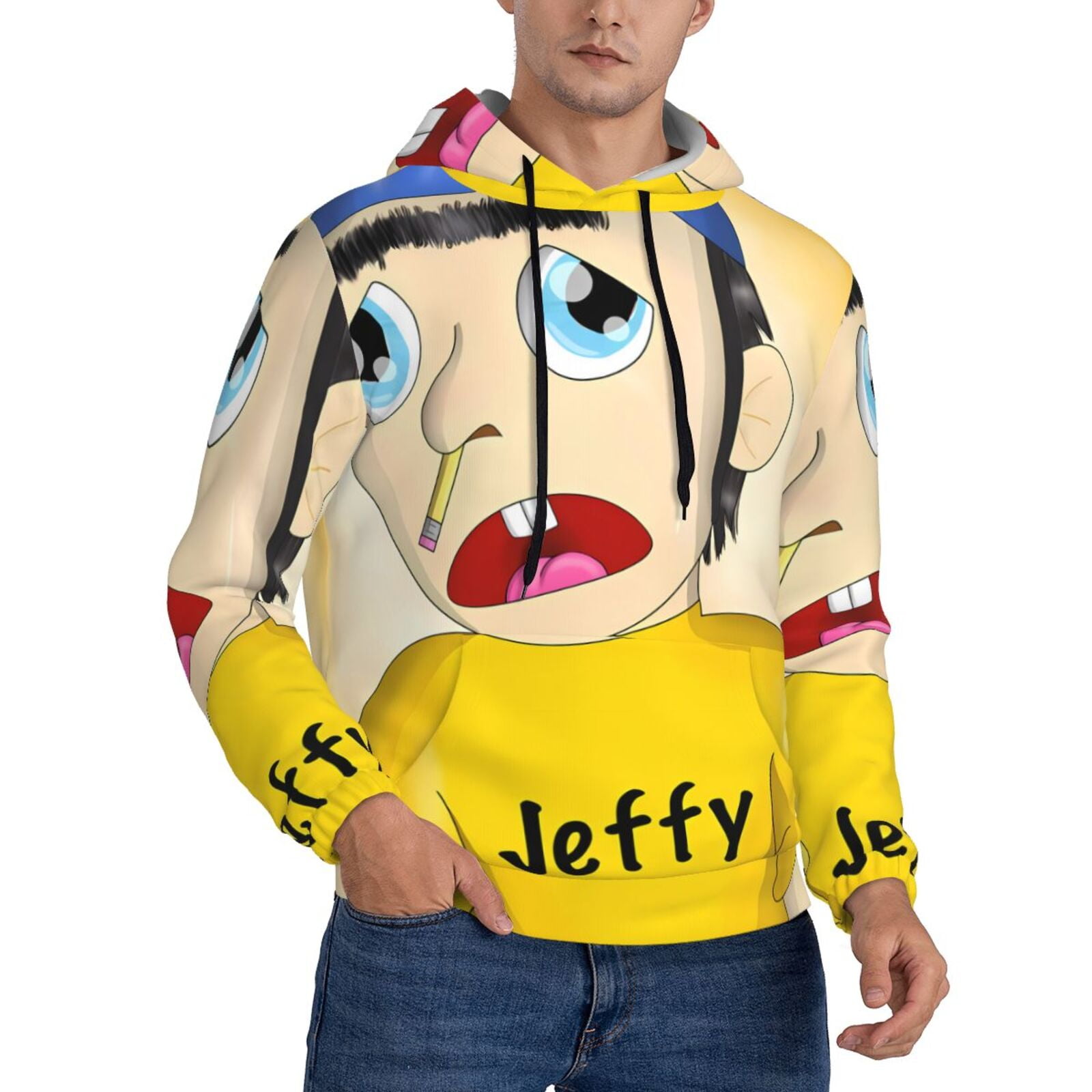 Lsque Sml Jeffy Pattern Casual Men's Hoodie,Hooded Sweatshirt with ...