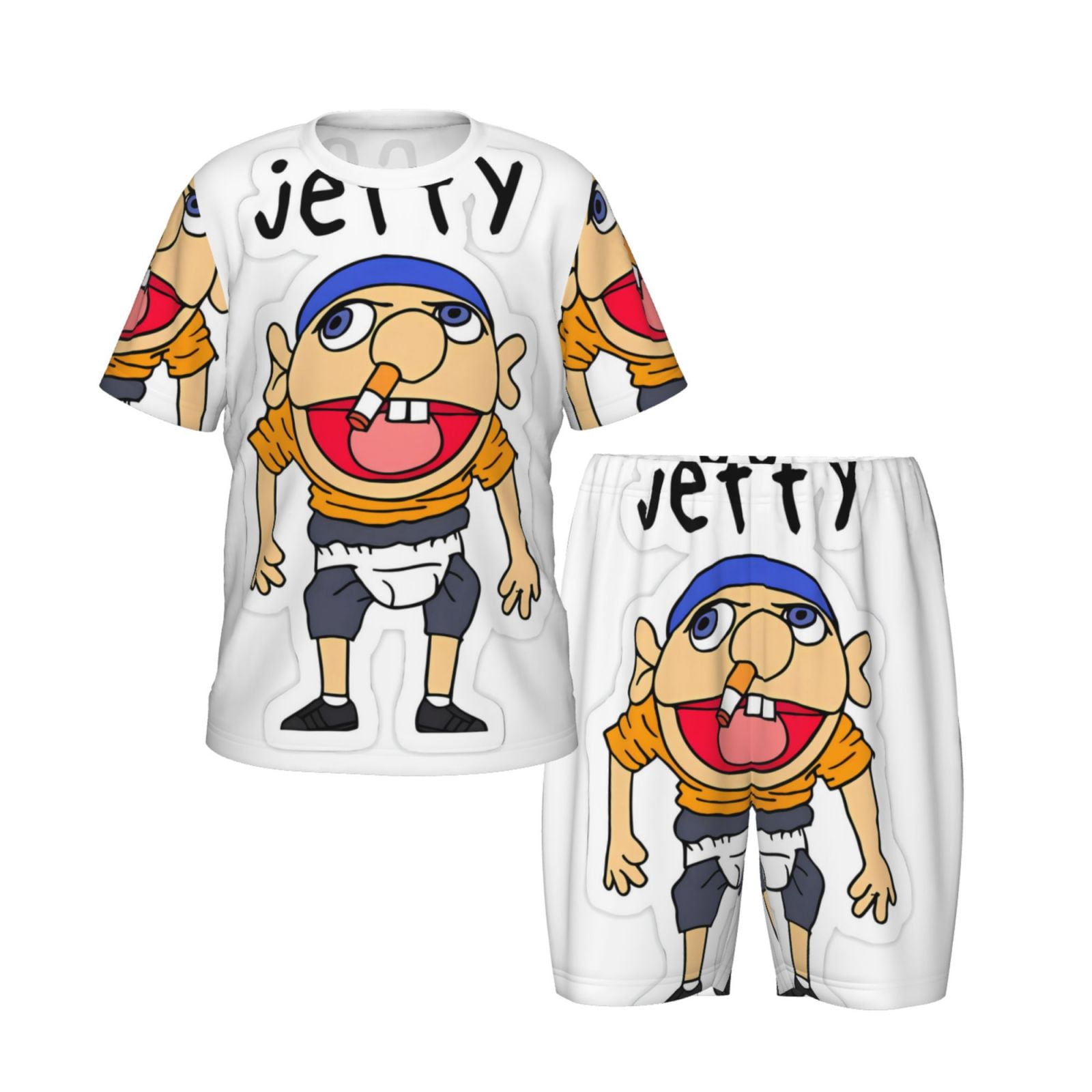Lsque Sml Jeffy Pattern Girls' Sleeve Top and Shorts Snug Fit Cotton 2 ...