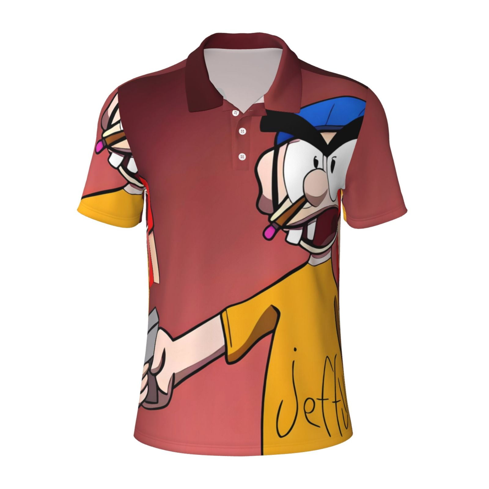 Lsque Sml Jeffy Pattern Golf Shirts for Men Dry Fit Print Moisture ...