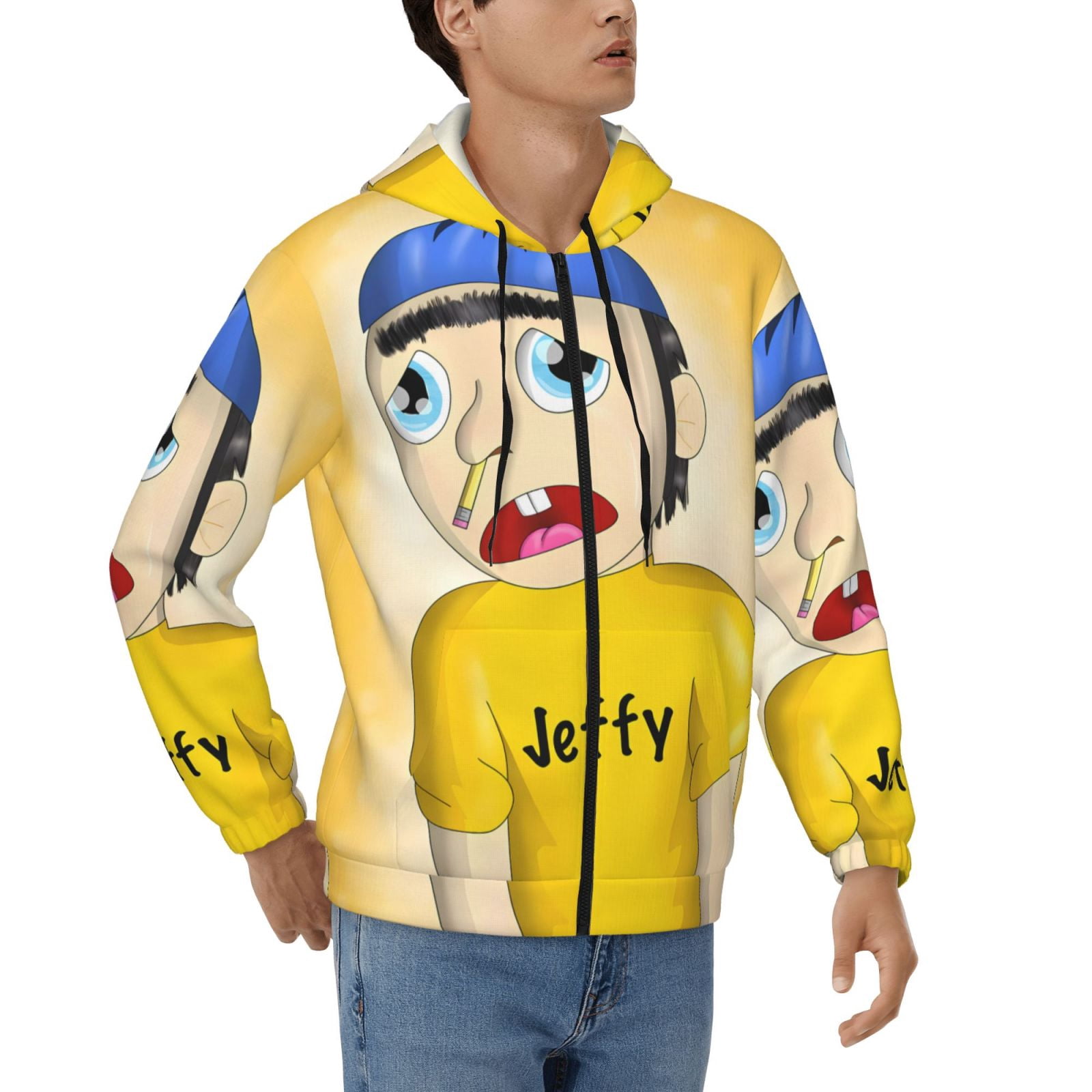 Lsque Sml Jeffy for Mens Full-zip Hoodie, Zip-up Pullover Hooded ...