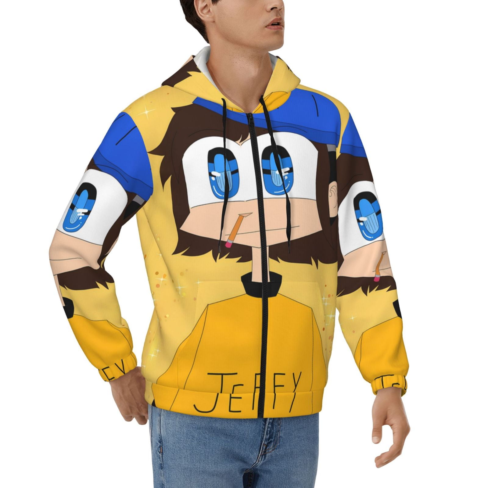 Lsque Sml Jeffy for Mens Full-zip Hoodie, Zip-up Pullover Hooded ...