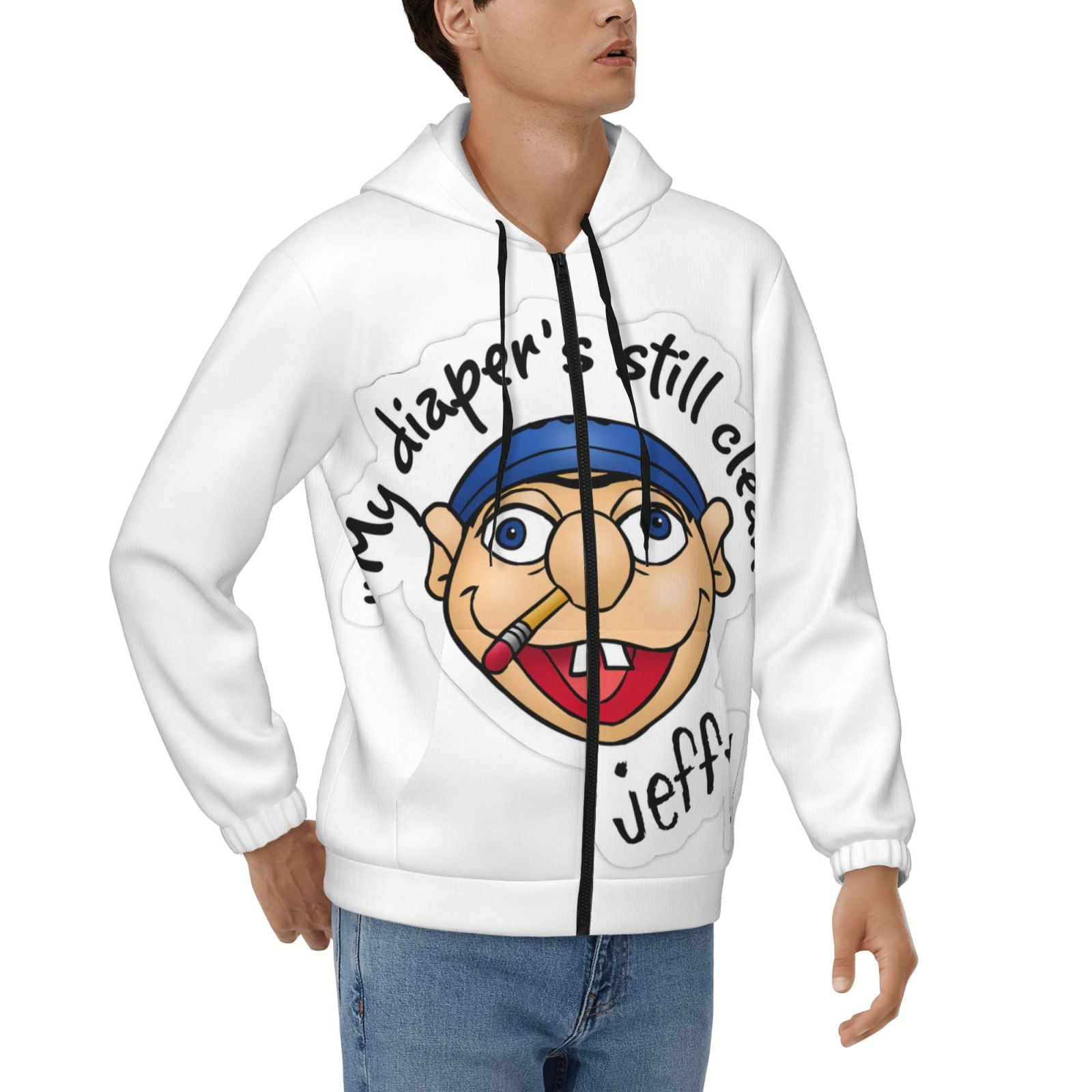 Lsque Sml Jeffy for Mens Full-zip Hoodie, Zip-up Pullover Hooded ...