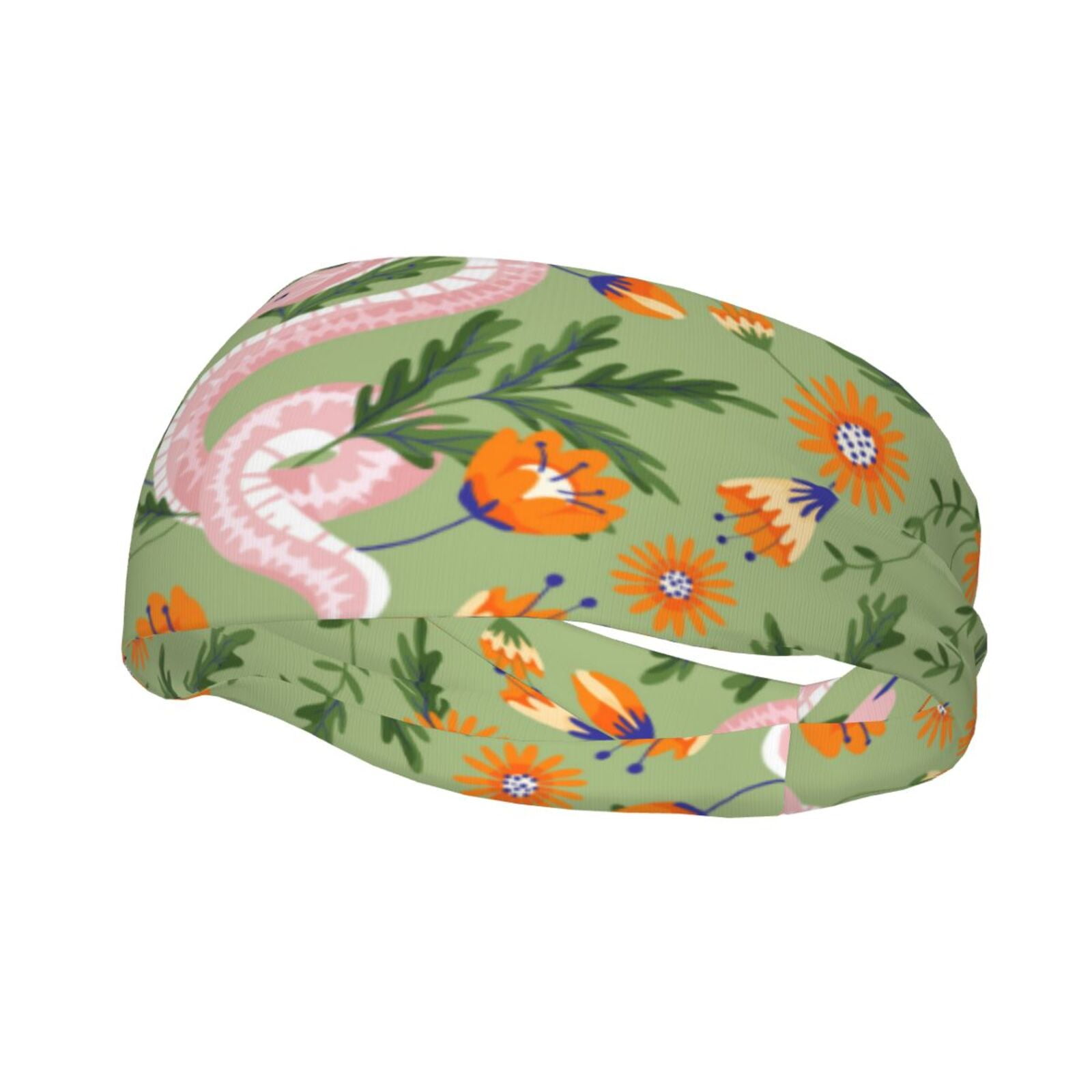 Lsque Snake And Floral Pattern Sweatbands Sports Headband for Men ...