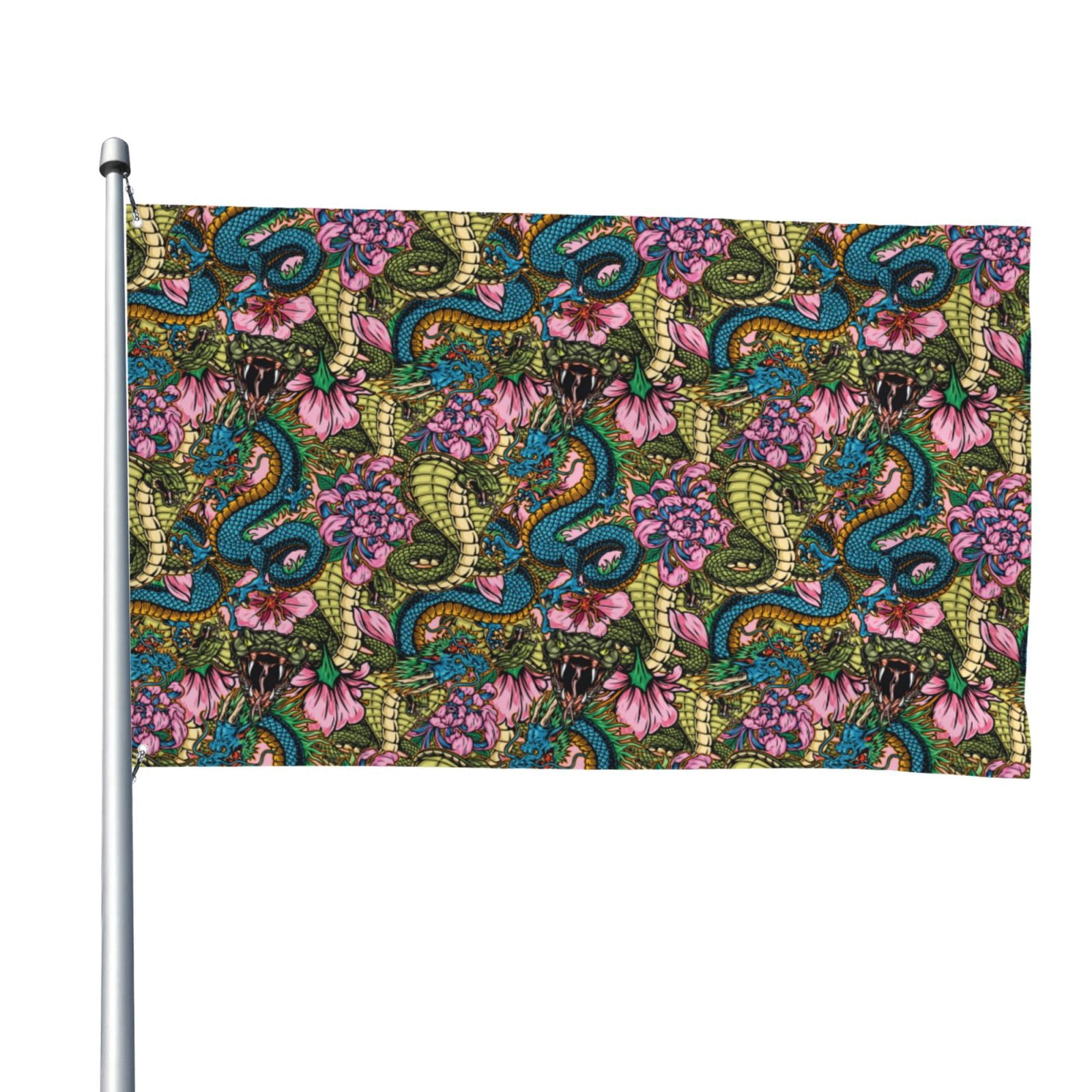 Lsque Snake And Flower Pattern Flag,Snake And Flower Printed Garden ...