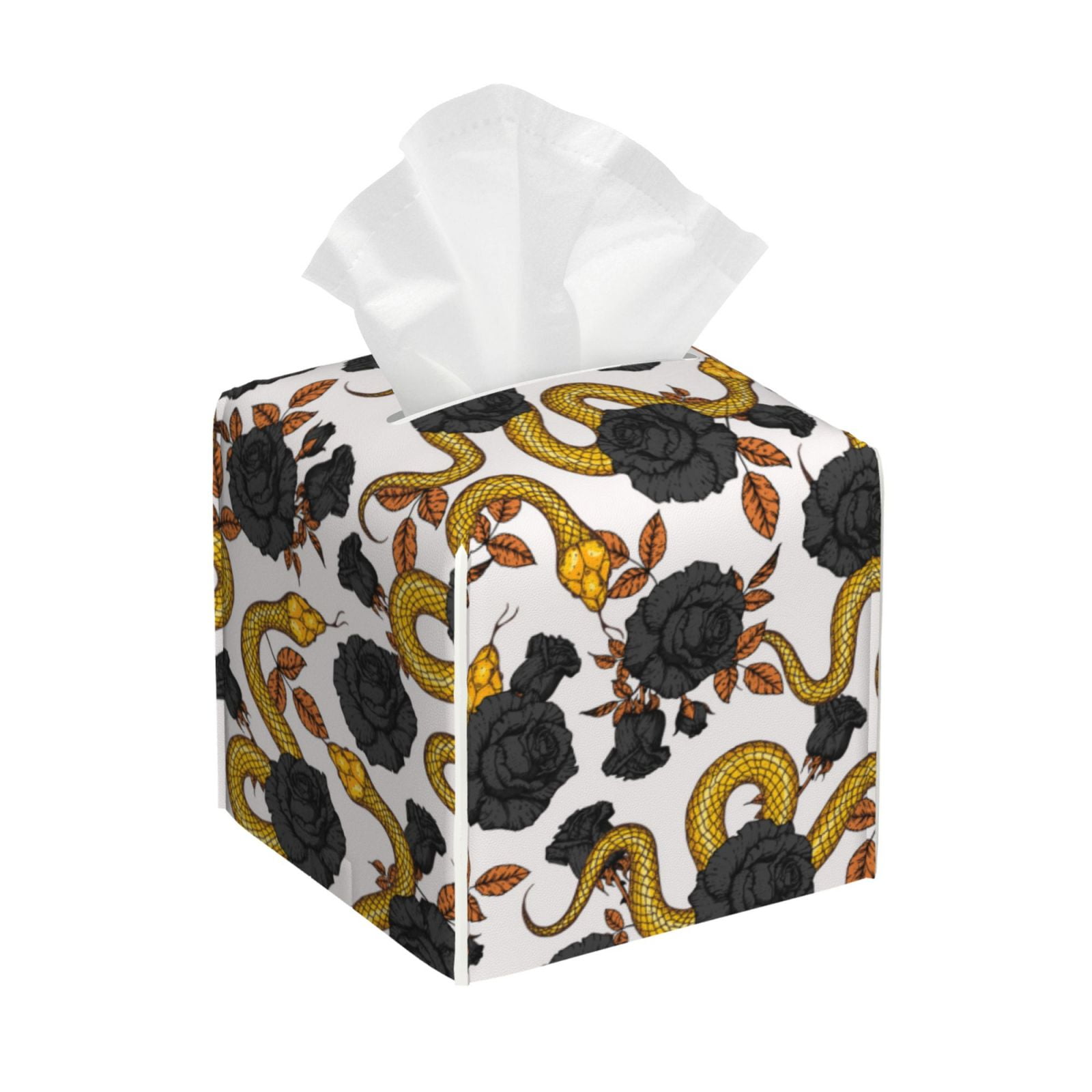 Lsque Snake And Rose Printed Tissue Box Cover Holder, Facial Paper ...