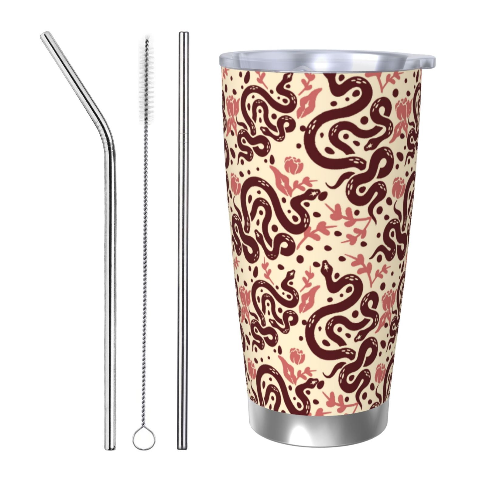 Lsque Snake Pattern 20oz Car Cup with Lid and Straw, Insulated Coffee ...