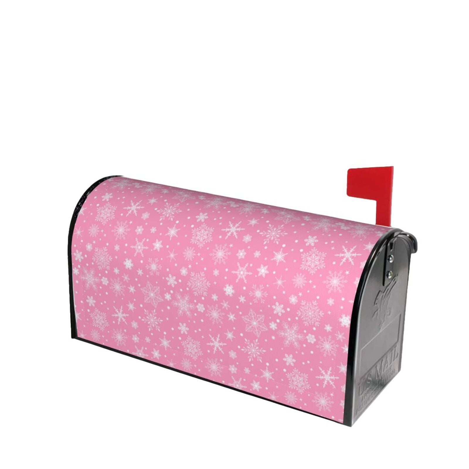 Lsque Snowflake pink backgrounds Mailbox Cover Standard Size ,Magnetic ...