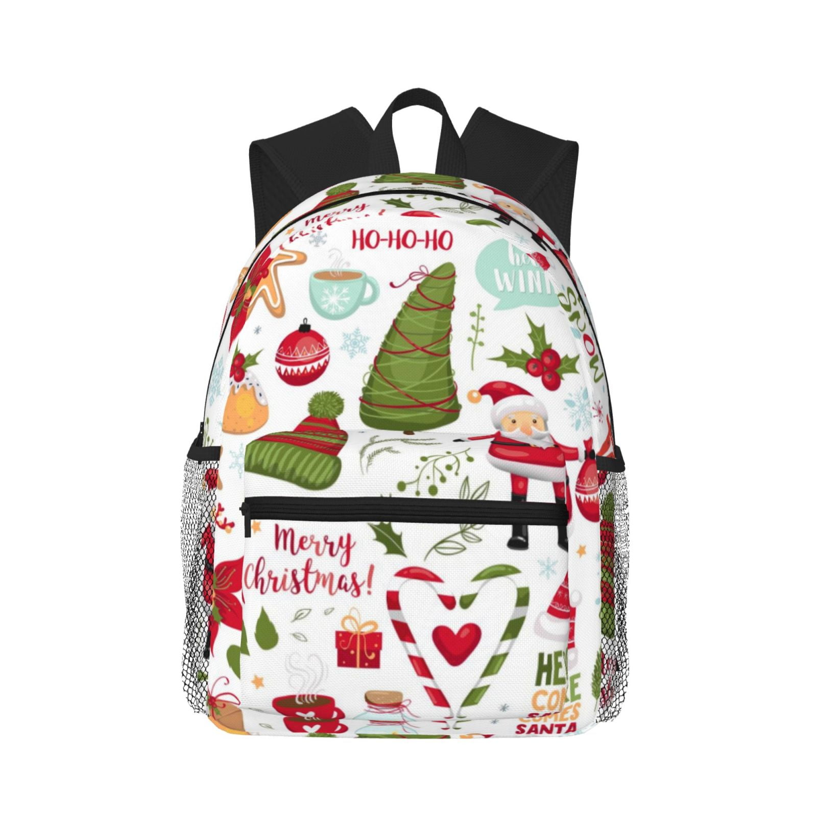 Lsque Snowflakes Santa Claus Classic Casual Backpack - Large Capacity ...